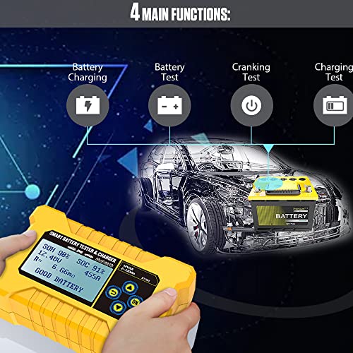 MR CARTOOL Automotive Battery Testers & Car Battery Charger, Car Cranking and Charging System Test Scan Tool Smart Digital Battery Analyzer for 12V Vehicles(AUTOOL BT380)