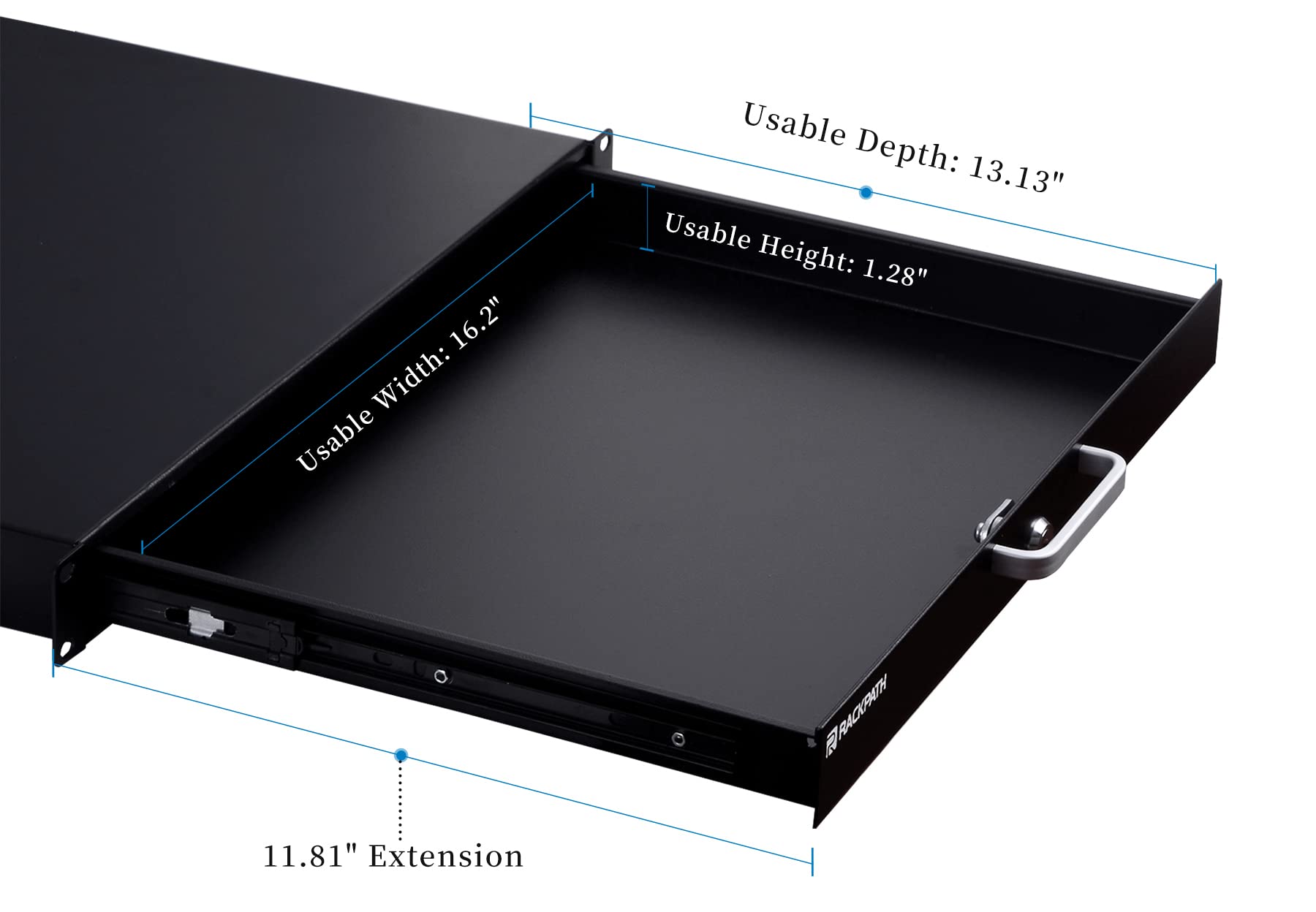 RackPath 1U Rack Mount Drawer for 19 Inch AV/Network/DJ Equipment Racks or Cabinets with Lock and Key
