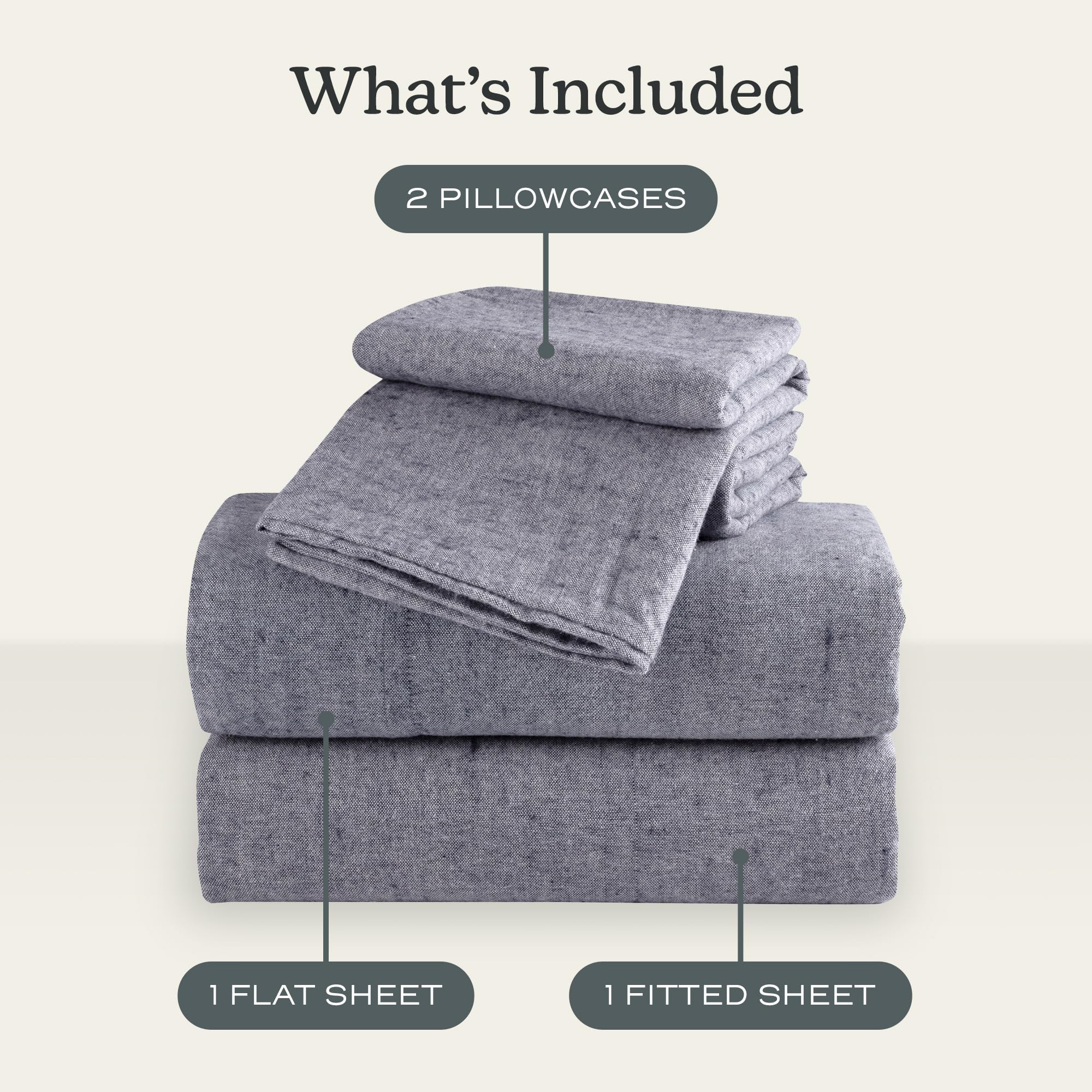 Lodge & Linen Flannel Sheet Set Full Size | Cotton, Heavyweight, Velvety Soft Flannel | Deep Pocket Flannel Sheets | Warm & Cozy Sheets | 4 Piece Set - Fitted, Flat and Pillowcases | Full - Charcoal