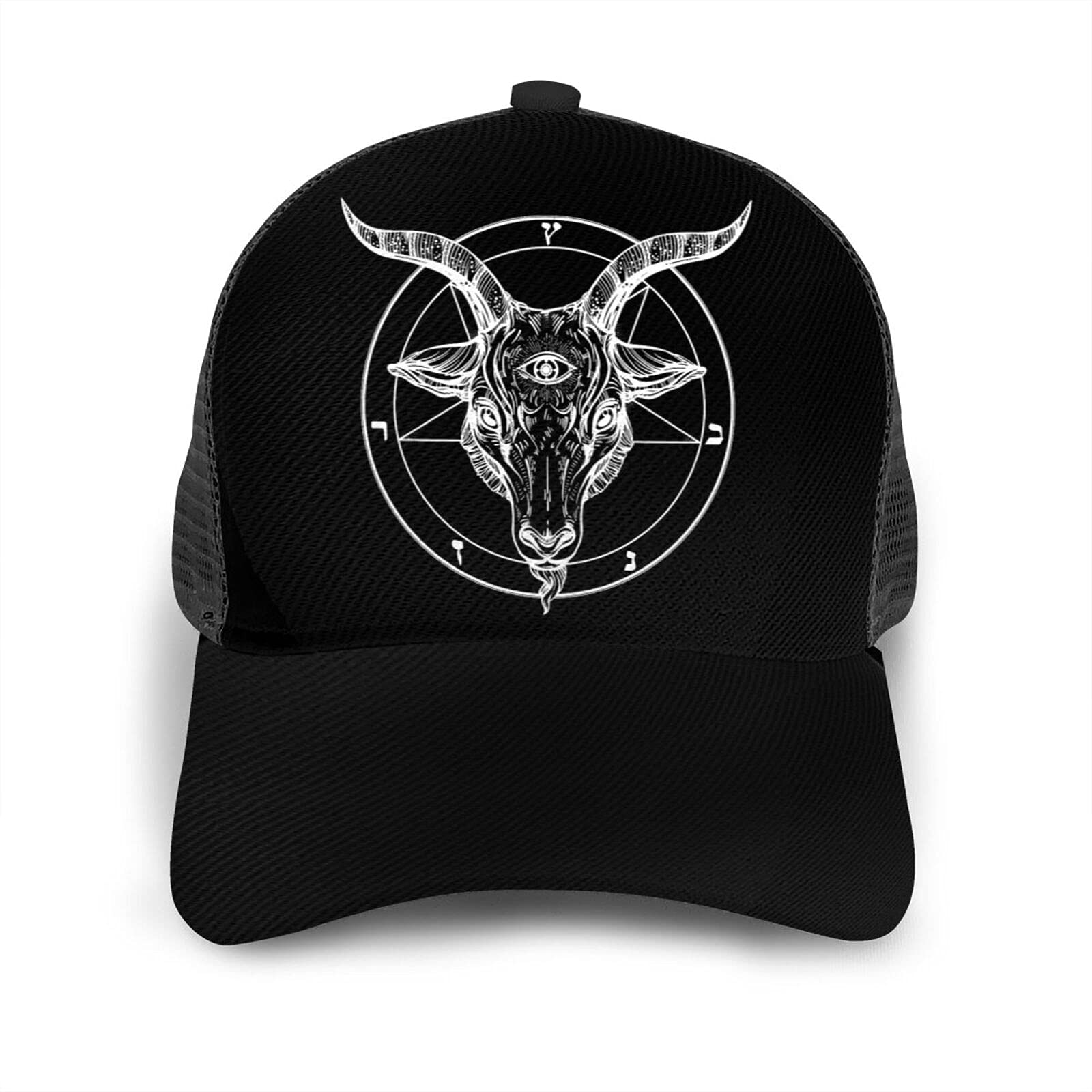Pentagram with Demon Baphomet Satanic Goat Fashion Men and Women Comfortable Curved Edge Mesh Baseball Cap Trucker Hat