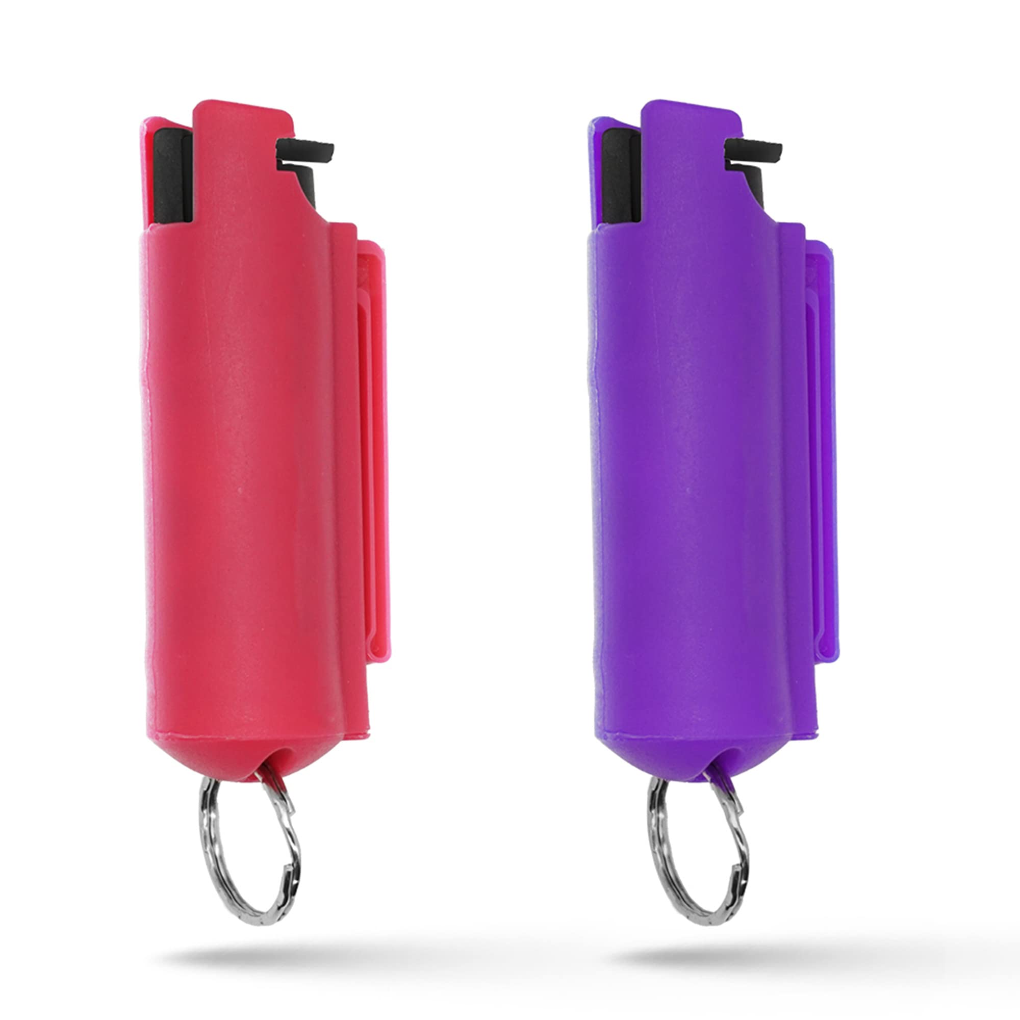 Pepper Spray Keychain - Maximum Strength MC 1.44 - Pepper Sprayer Self Defense - Wholesale Items for Resale Bulk (Purple/Pink (2 Pack))