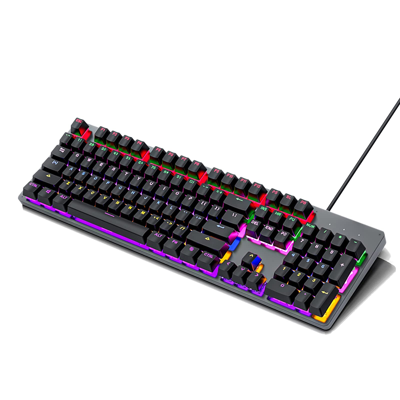 MiliPow Mechanical Gaming Keyboard, RGB104 Keys Rainbow LED Backlit Keyboard with Black Switches, Adjustable Tilt Legs/Durable Keycaps/Anti-Ghosting USB Wired Mechanical Keyboard for PC Mac Xbox Gamer