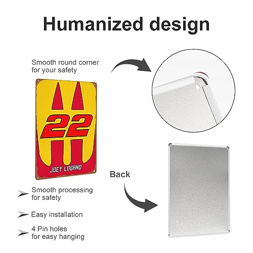 Logano 22 NumPlate Poster Metal Sign Tin Metal Retro Wall Decor for Home,Street,Gate,Bars,Club