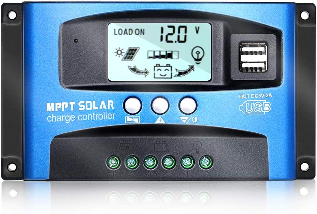 MPPT Solar Charge Controller 100 Amp,Solar Panel Regulator 12V/24V Dual USB Port Solar Panel Charger Intelligent Regulator(100A,12V/24V)
