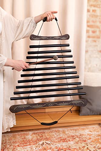 Meinl Sonic Energy Meditation Flow Chimes for Relaxing Sound Healing with Mallet and Bag, Black (MFC10EMIBK)