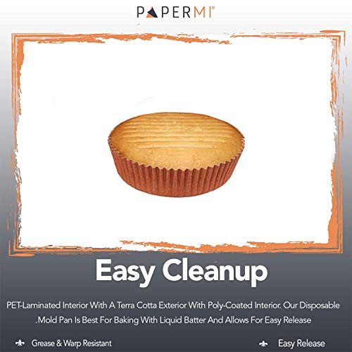 Round Paper Baking Mold 50pc, Disposable Eco- Friendly bakeware tart pans & Pie pan, Microwave Freezer Oven Safe, Providing Beautiful Forms for Bake & Serve, 3.5β x 1.25" 5oz