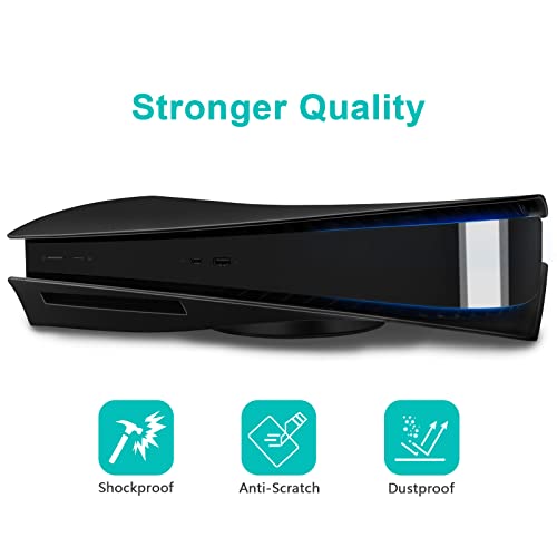 NICEMOVIC PS5 Accessories Plates for Playstation 5 Disc Edition, Cover Plates Compatible with PS5 Console, ABS Anti-Scratch Dustproof Replacement Face Plates with 1 Pack PS5 Controller Skin (Black)