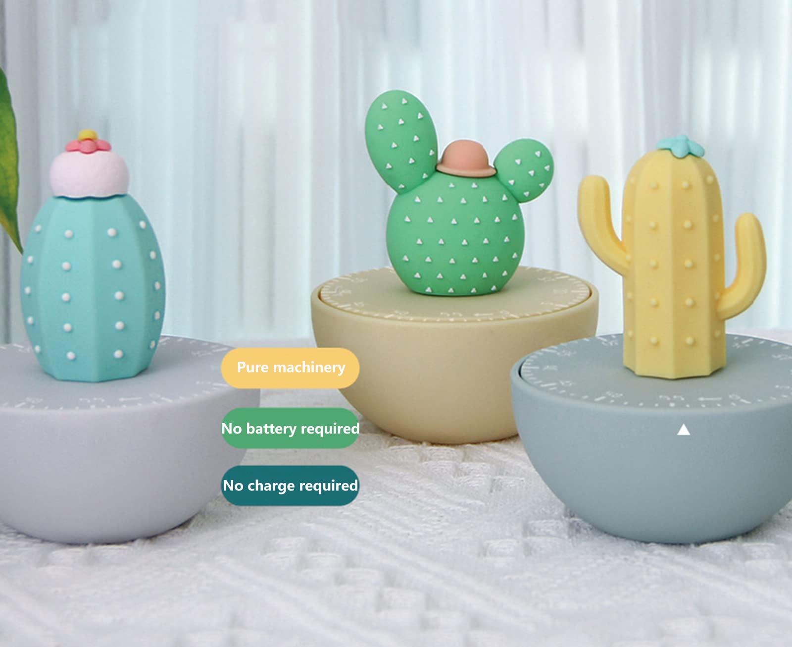 Ranvi Cute Cactus Shaped Time Manager 60 Minutes Mechanical Timer Kitchen Cooking Timer(Blue)