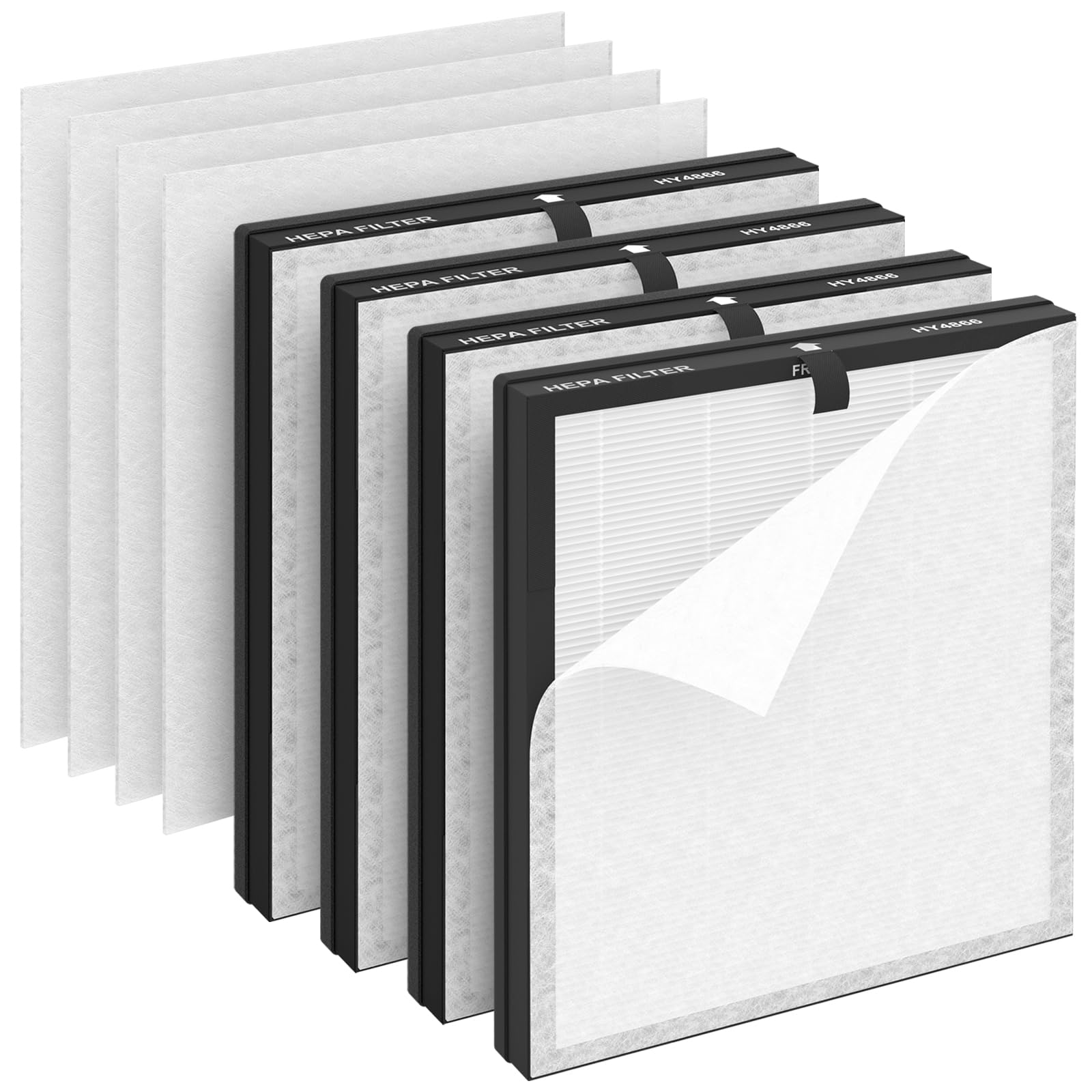 SAKEGDY Enhanced Version HY4866 Replacement Filter, Compatible with MORENTO HY4866，WESTHEY HY4866 Purifier and YIOU M1 Purifier, Include 4 Pack HY4866 Filter + Extra 4 Pre-filter.