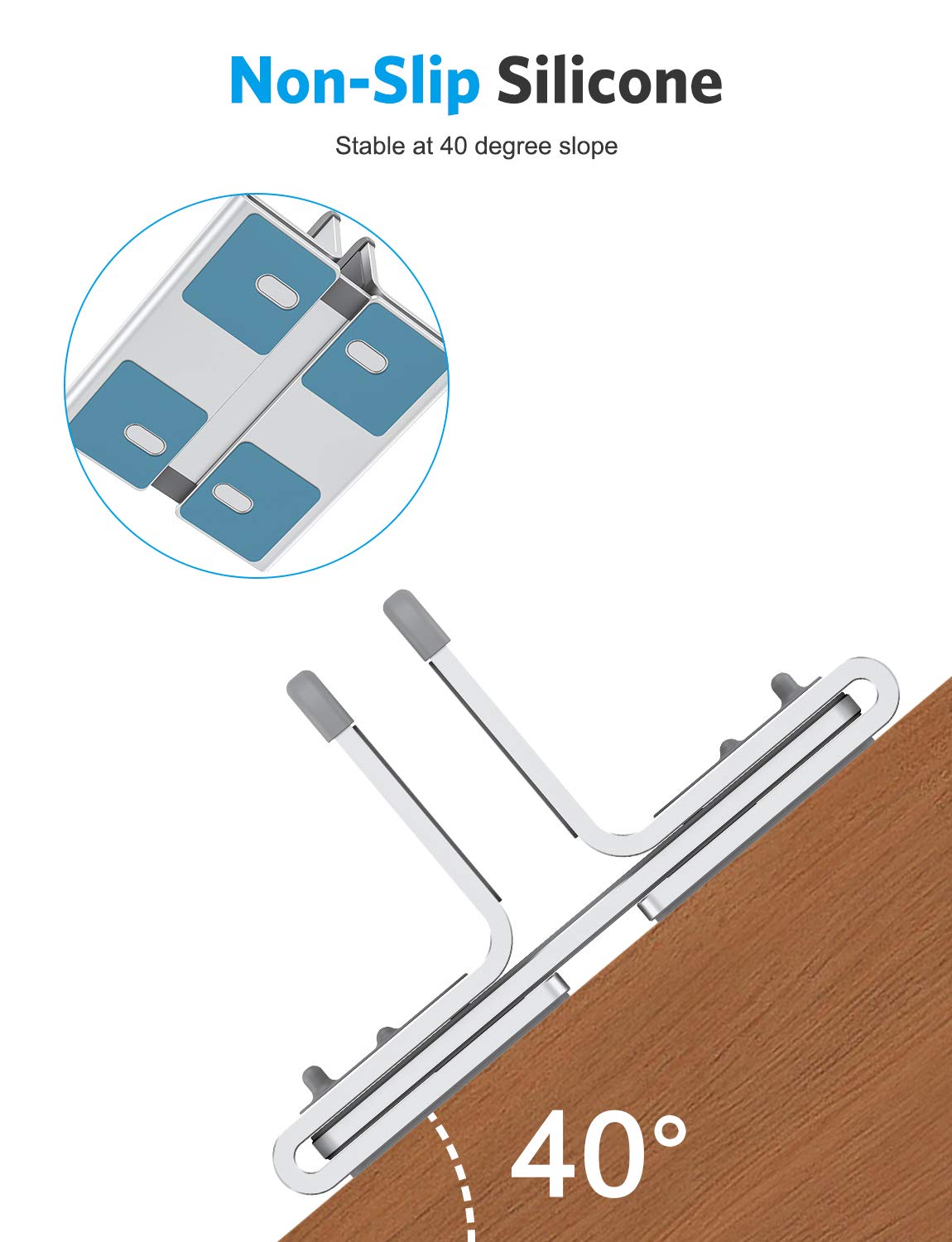 OMOTON Upgraded Laptop Vertical Stand, 3-in-1 Laptop Holder Dock with Sturdy Silicone Pads for Ultra Protection, Suitable for iPhone/iPad/MacBook Pro/Surface/Samsung/Android Tablets, Silver