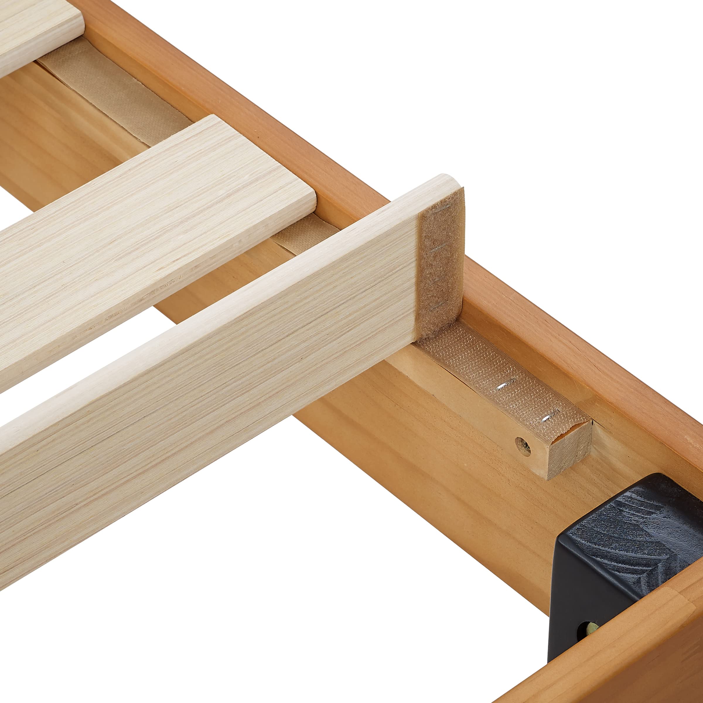 MUSEHOMEINC Mid Century Modern Solid Wood Platform Bed,Full Size Bed Frame with Adjustable Height Headboard, Wood Slat Support Bed Frame, Bed Frame No Box Spring Needed