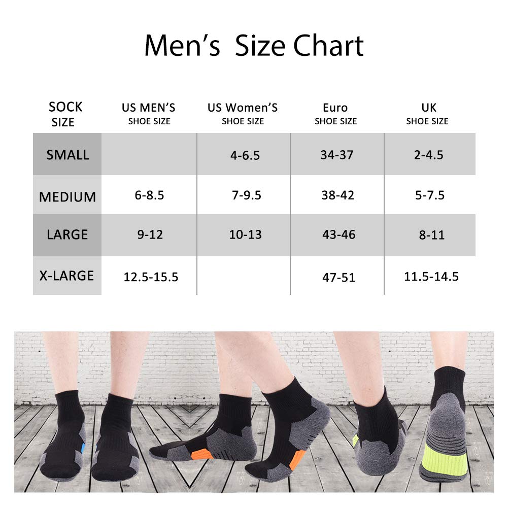Mens Ankle Athletic Socks Cushioned Sports Running Casual Sock 6 Pack,Grey,Sock Size 10-13