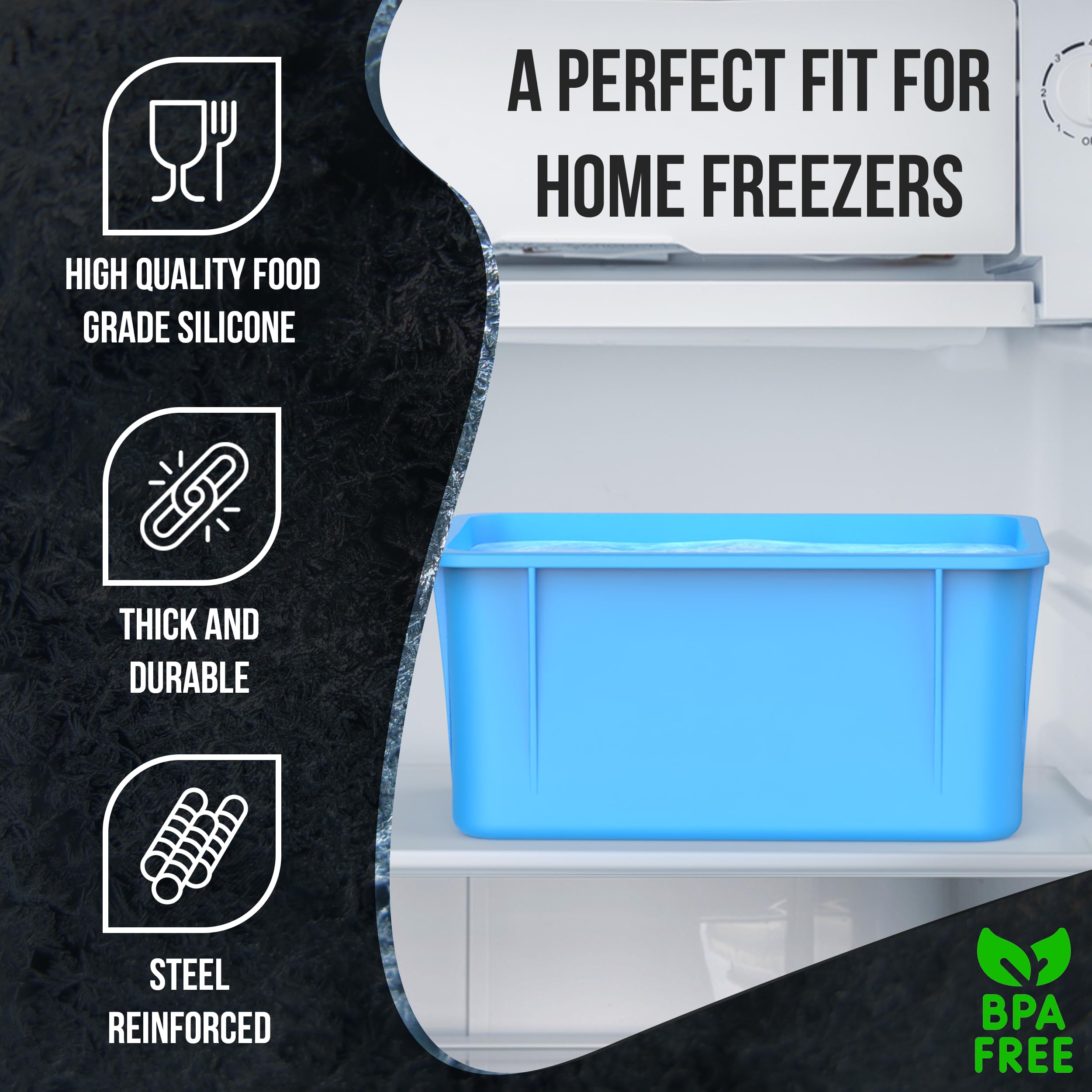 XXL Ice Block Mold with Reinforced Steel Rim - Makes 13lb Ice Blocks for Cold Plunges - Ice Baths at Home - Heavy Duty Extra Thick Extra Large Rectangle - Icy Blue - by FROST TUB
