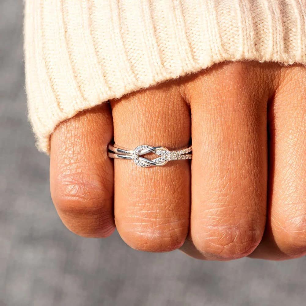 Sisters by Heart Knot Ring 2PCS, Infinity Heart Promise Rings to My Best Friend, Classic Design S925 Ring