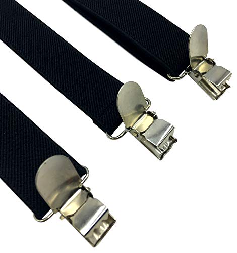 LOLELAI Suspenders for Women and Men | Elastic, Adjustable, Y-Back | Pant Clips, Tuxedo Braces (1, Black)