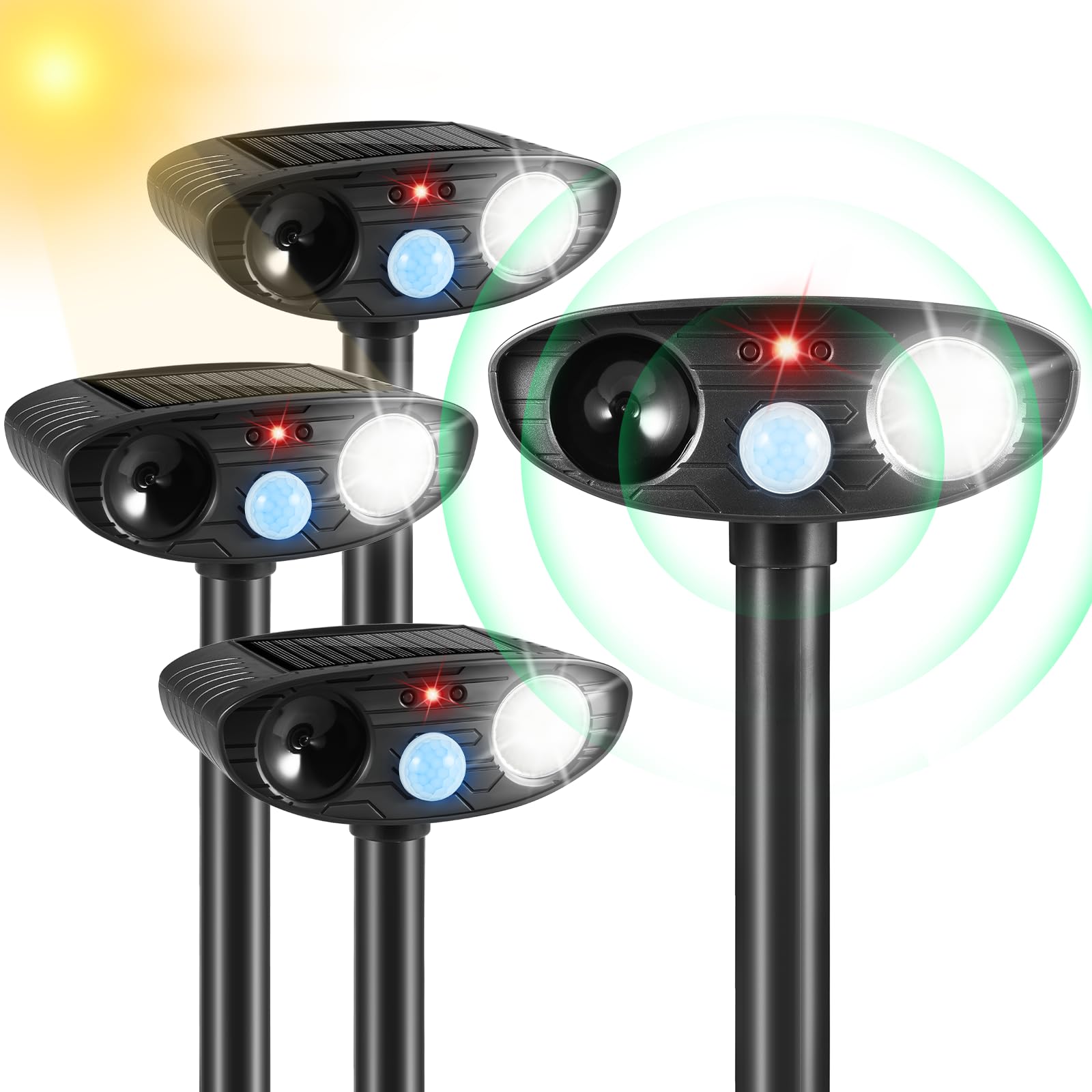 Ultrasonic Animal Repellent Outdoor Solar Animal Repeller with Motion Sensor&LED Strobe Light Cat Deterrent Outdoor Deer Repellent Device to Scare Squirrel Raccoon Dog Skunk Repellent for Yard (4)