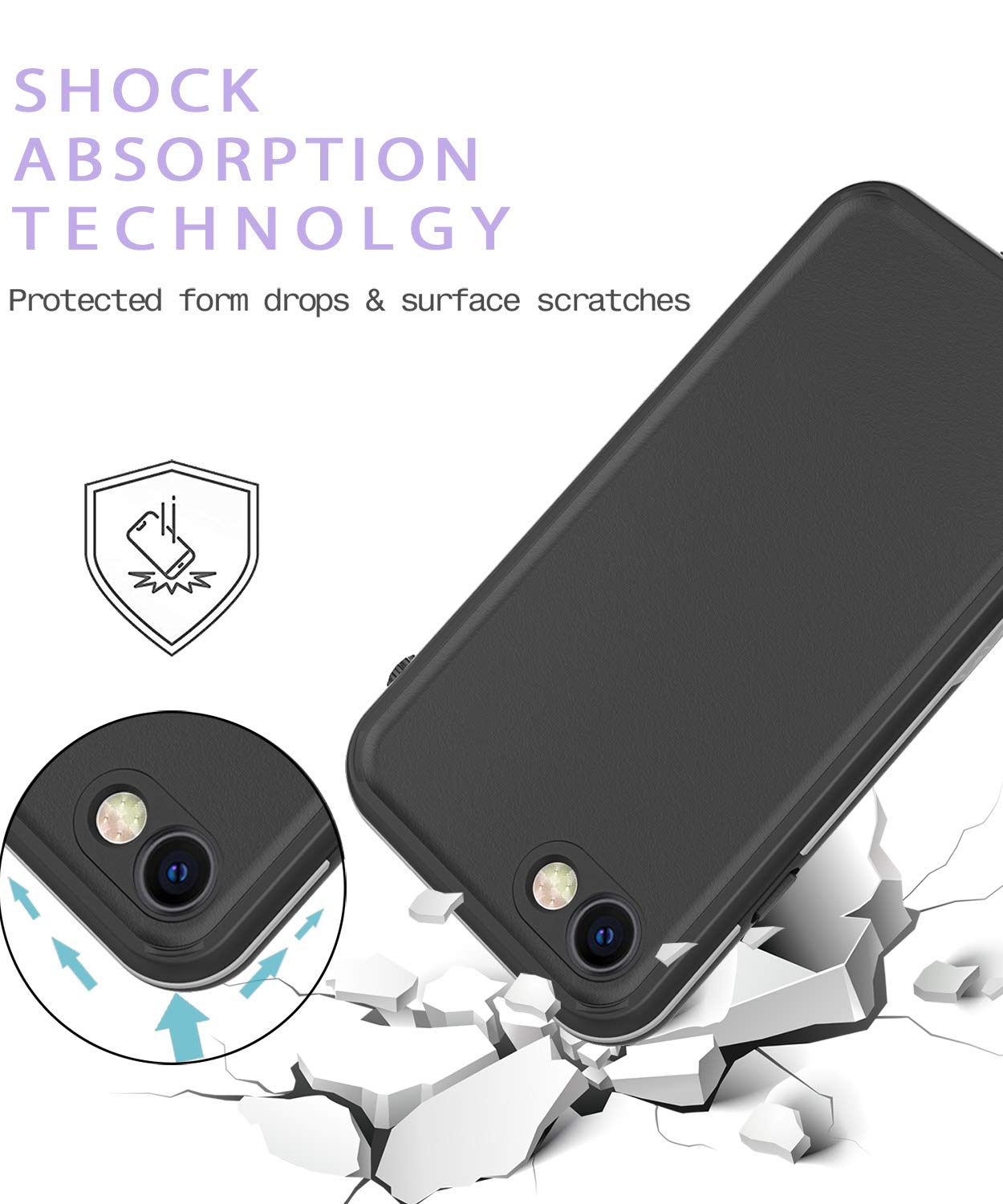 LOVE BEIDI iPhone 8 7 Waterproof Case Cover Built-in Screen Protector Fully Sealed Life Shockproof Snowproof Underwater Protective Cases for iPhone 8 7-4.7" (Purple/Rose/Orchid)