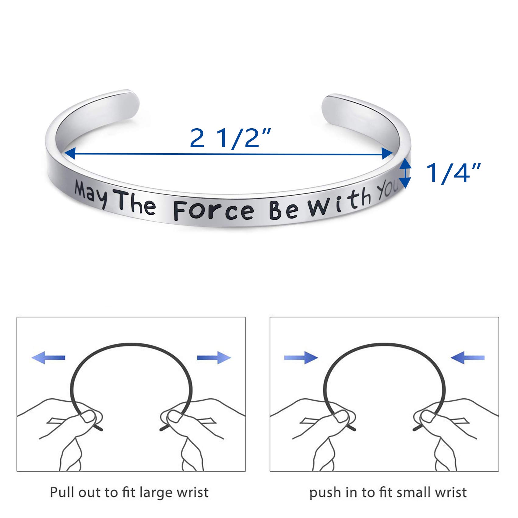 LParkin Star Wars Decor Bracelets For Women Man Starwars Gifts May The Force Be with You Cuff Bracelet