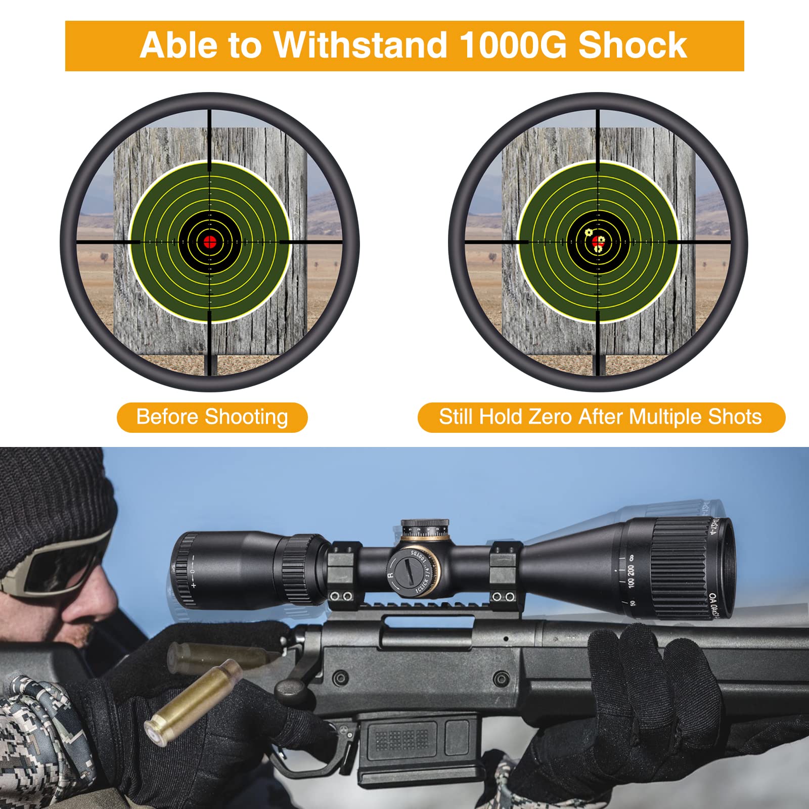 MidTen SFP 4-12x40 AO Tactical Rifle Scope with 4" Eye Relief Adjustable Objective Dead-Hold BDC Reticle Optics 1-inch Tube Riflescopes for Hunting Shooting
