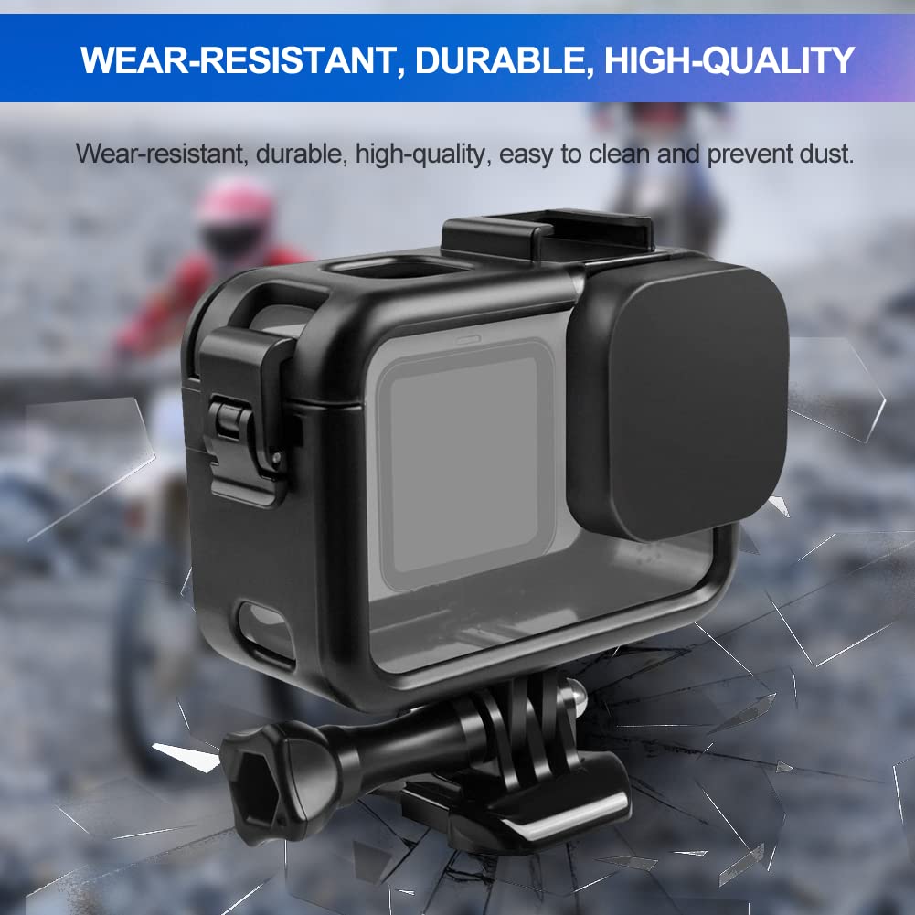 MEKNIC Housing Frame Case for GoPro Hero 9 Hero 10 Hero 11 Black Protective Housing Shell Cage Mount Accessories Action Camera Accessory Kit with Lens Cap