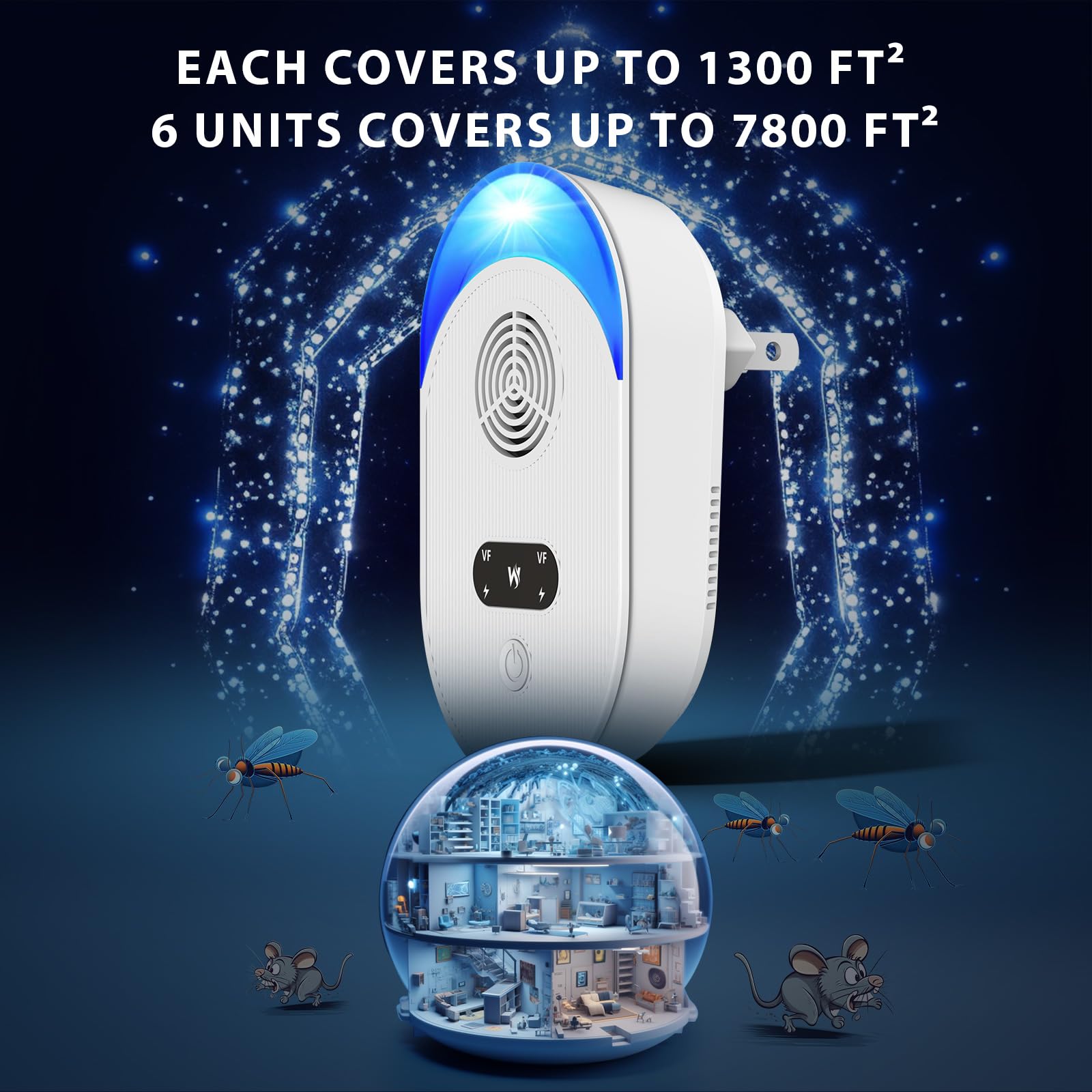 Ultrasonic Pest & Mouse Repeller 6 Packs, 2024 Ugraded Indoor Pest Control, Ultrasonic Pest Repellent, Indoor Pest Control for Home, Kitchen, Office, Hotel, Warehouse