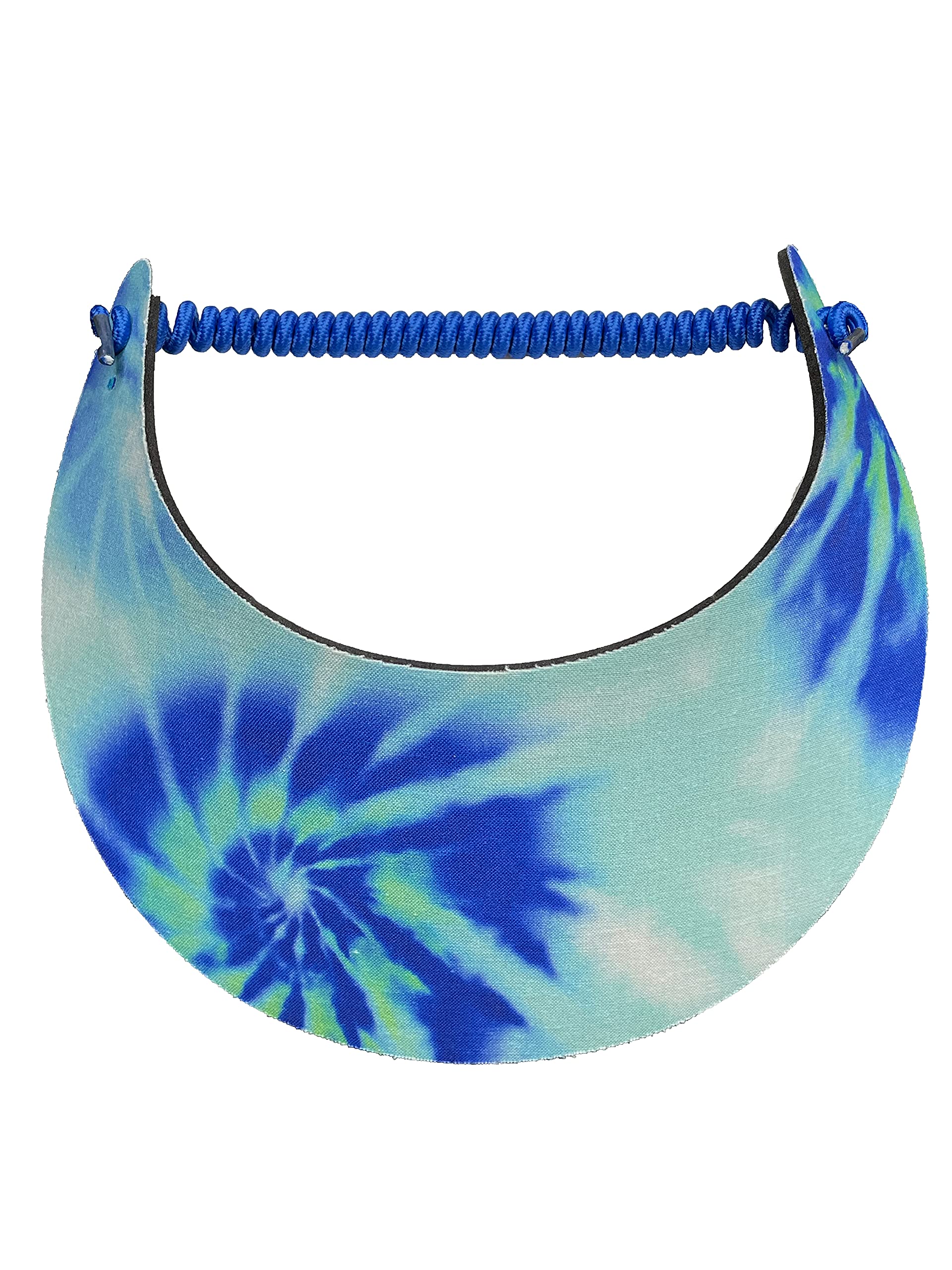 Pickleball - Fashion Fabric Foam Sun Visor for Women - The Sporty Look - Adjustable to Any Size Head - No Pressure & No Headache! | Blue Tye Dye