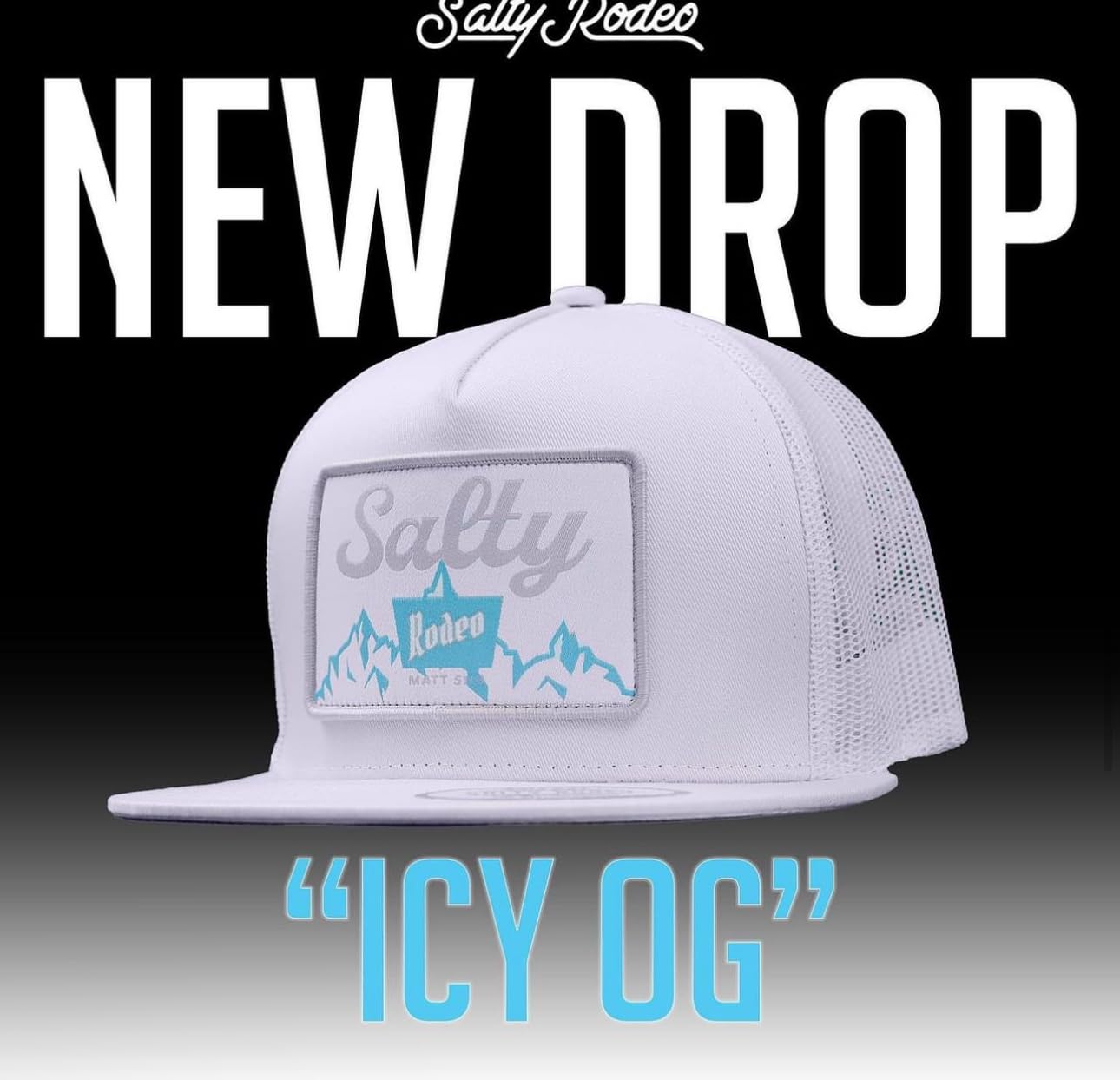 Salty Rodeo ICY OG Hat- Tall Crown White Yupoong Snapback Western Wear Snapback - One Size Fits Most