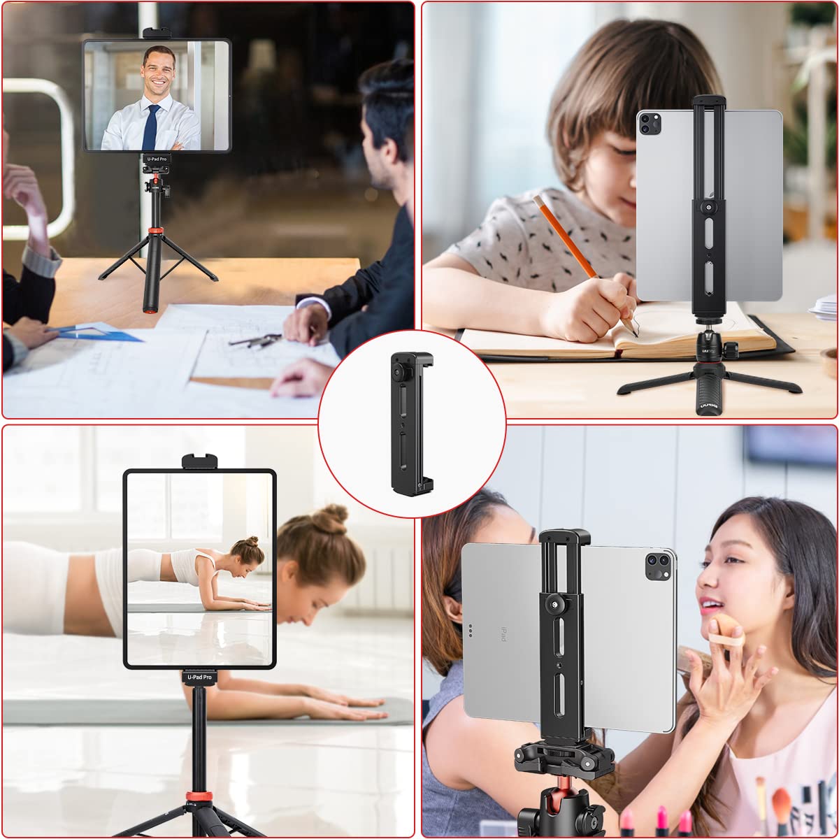 VRIG Select iPad Tripod Mount, iPad Holder with Cold Shoe Acra Swiss, Aluminum Metal Tablet Tripod Adapter, for iPad Pro 12.9, iPad Air Mini 3 4, Galaxy Tab, Surface Pro 8(4.9-9.8’’)