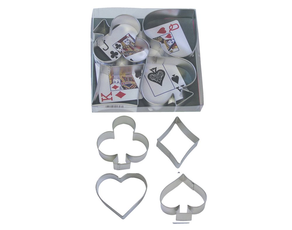 R&M International Casino Playing Card Suits Cookie Cutters, Spade, Heart, Club, Diamond, 4-Piece Set