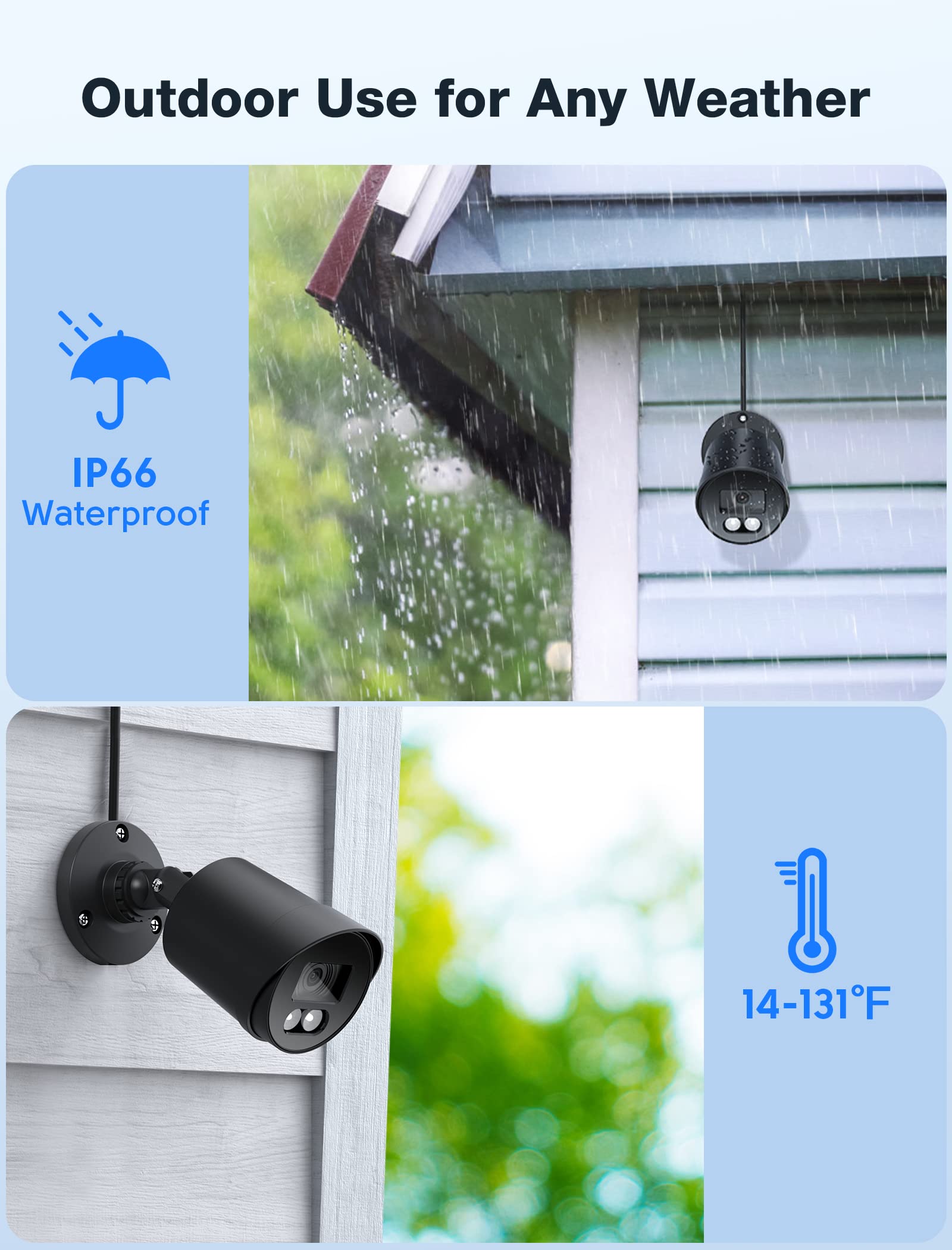 Wired Security Camera, EZFIX 1080P 100ft Full-Color Night Vision 2.0MP CCTV Camera (Hybrid 4-in-1 HD-CVI/TVI/AHD/960H Analog CVBS), 2PCS LED, 82.2° View Angle, Waterproof Surveillance Camera (Black)
