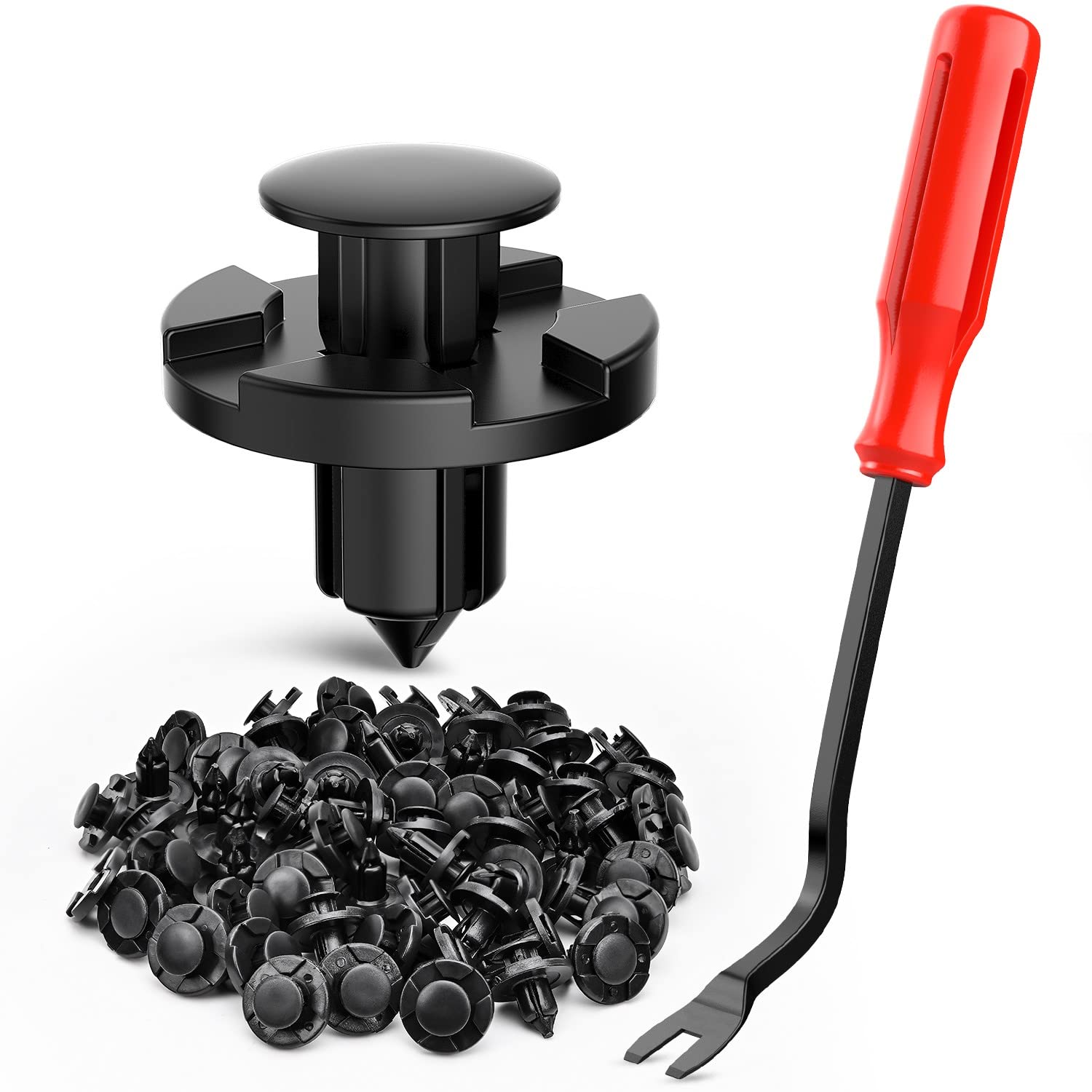 Nilight 100PCS Nylon Bumper Rivet Fender Clips OEM Replaces Nissan: 01553-093210 8mm,1PC Bonus Fastener Remover