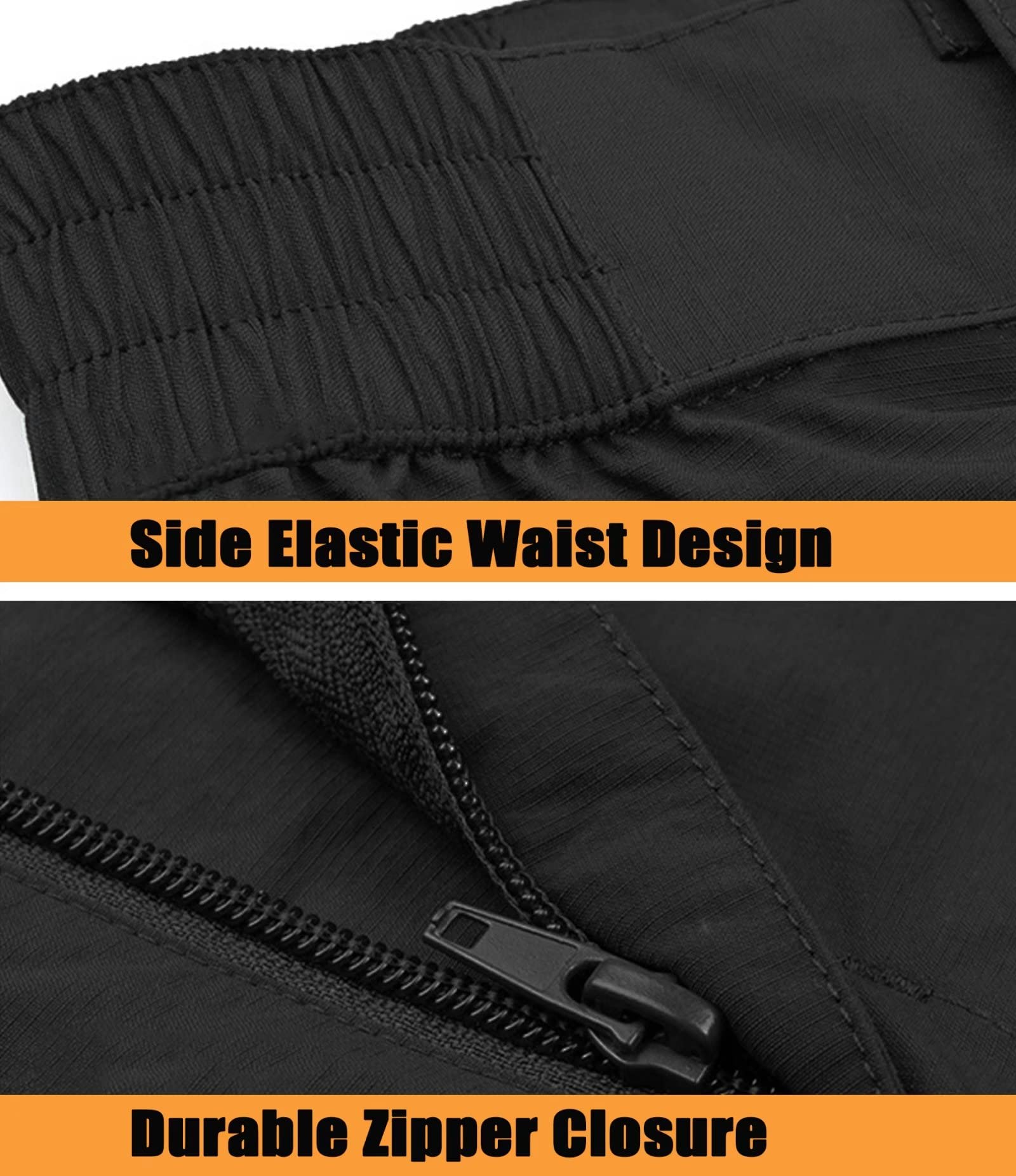 MAGCOMSEN Quick Dry Pants Men Hiking Pants Convertible Pants Work Pants for Men Fishing Pants Cargo Pants Summer Camping Pants Black