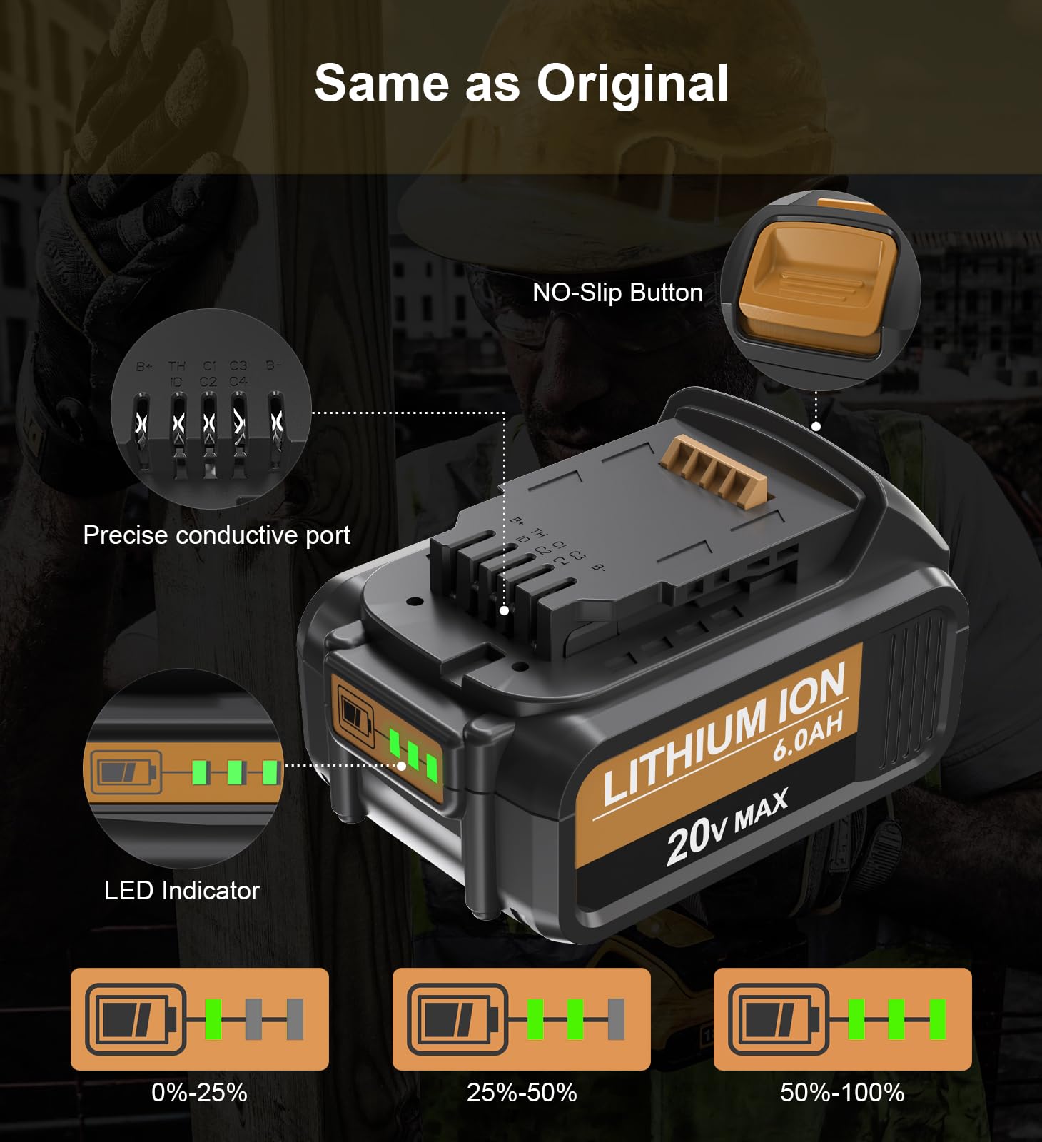 Moticett Upgraded 6000mAh Replacement for Dewalt 20v Max Battery Replacement for Dewalt 20v Battery Compatible with Dewalt 20 Volt Battery DCB201 DCB203 DCB207 DCB205 DCB204 DCB206-2Packs