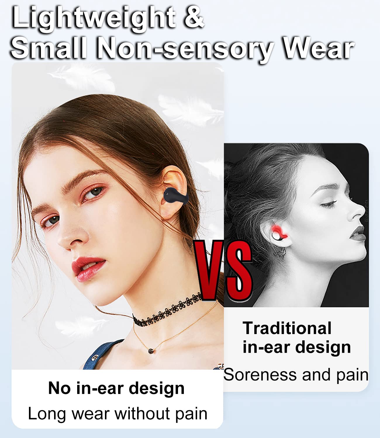 Wireless Ear Clip Bone Conduction Earbuds Open Ear Headphones Wireless Bluetooth for Android iPhone, Sport Wireless Earbuds with Earhooks Up to 36 Hours Playtime Waterproof Outer Ear Earbuds (Black)