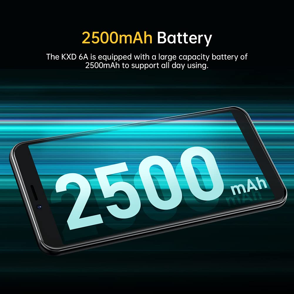 KXD 6A Unlocked Cell Phone | 3G Smartphone | 5.5β Full-Screen Display | 2500mAh Battery | 8MP + 5MP Camera | Dual SIM Android Phone | 8GB ROM | US Version | Blue