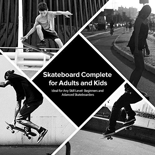 NACATIN Skateboard,Double Kick Deck Skateboard with 8-Layer Hard Maple Deck ABEC-9 Bearing PU Wheel for Adults,Youths,Girls,Beginners,400 lb