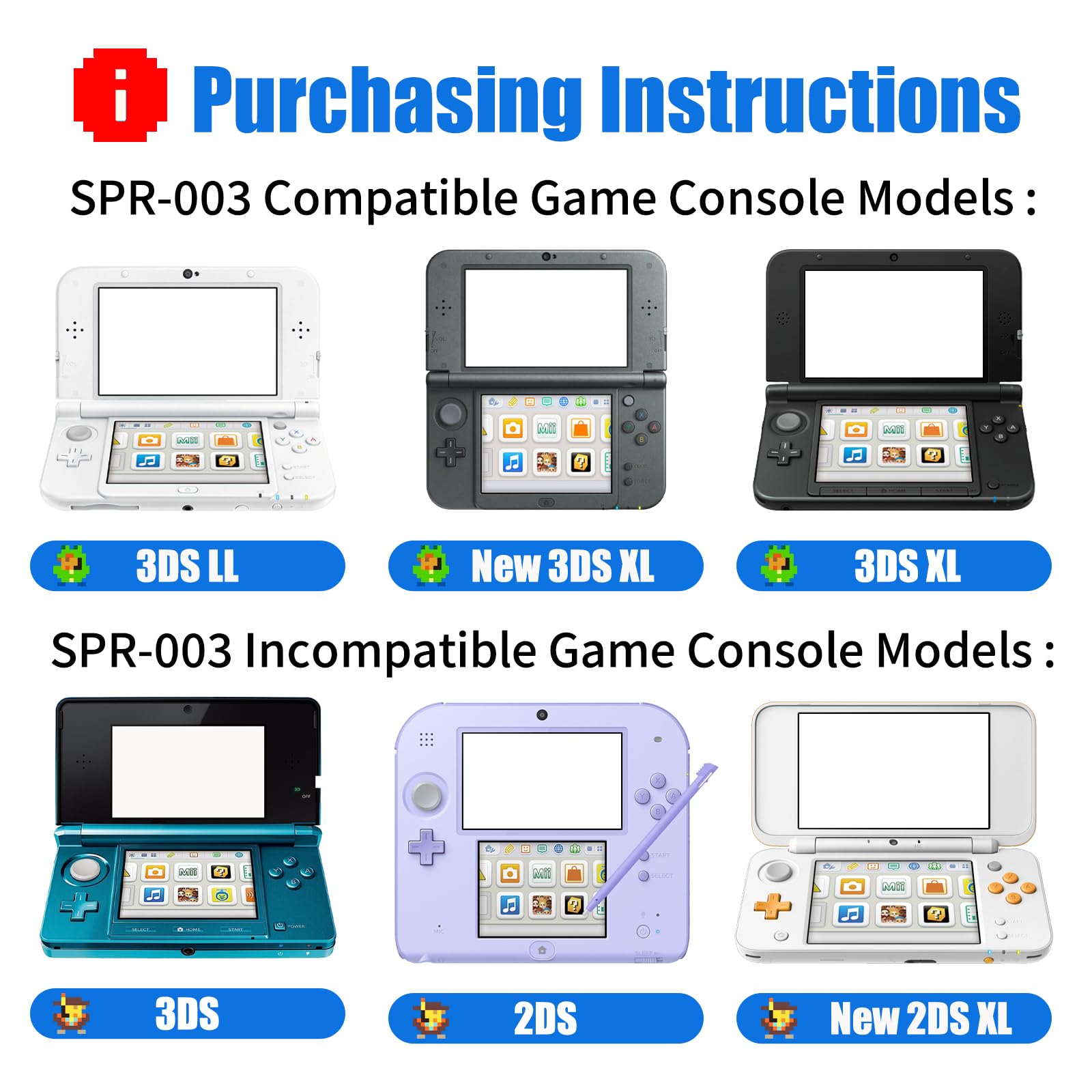 Soseieiu CTR-003 Replacement Battery for Nintendo 2015 Old 3DS 2DS NEW2DSLL Gaming Console,New Upgrade 0 Cycle Battery for Nintendo Switch Game Console 1300mAh/3.7V