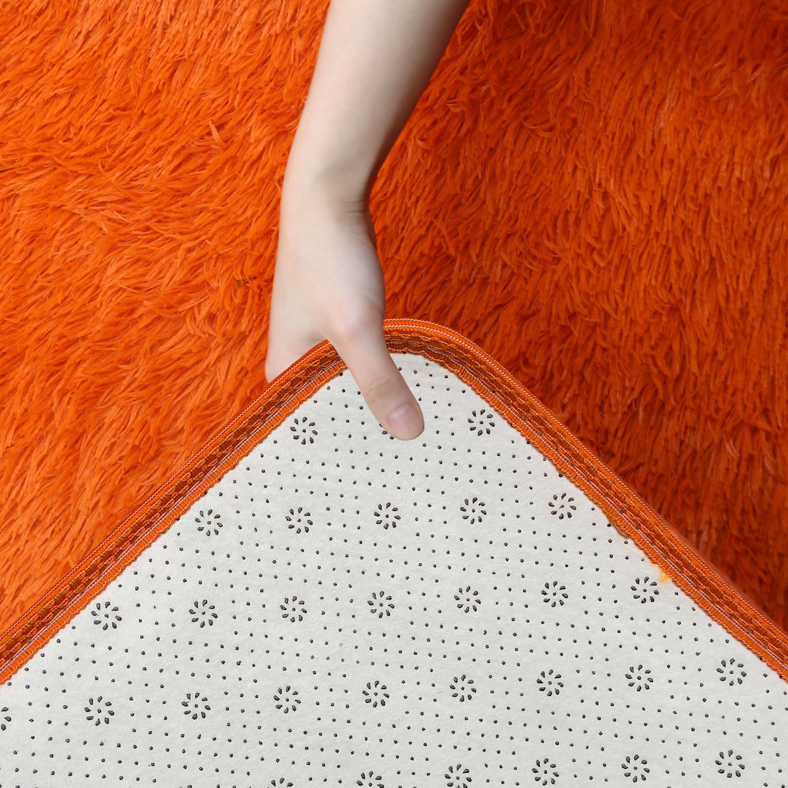 Lifup Soft Fluffy Round Area Rug, Cozy Plush Shaggy Circle Carpet for Living Room Bedroom Home Décor Orange 2.0 Feet