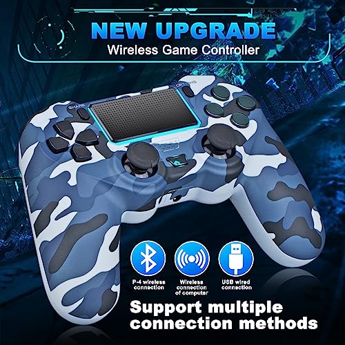 ZOKIKY Wireless Controller for PS4,Remote for Playstation 4/Pro/Slim/,with Double Shock/Audio/Six-axis Motion Sensor（Camouflage Blue）