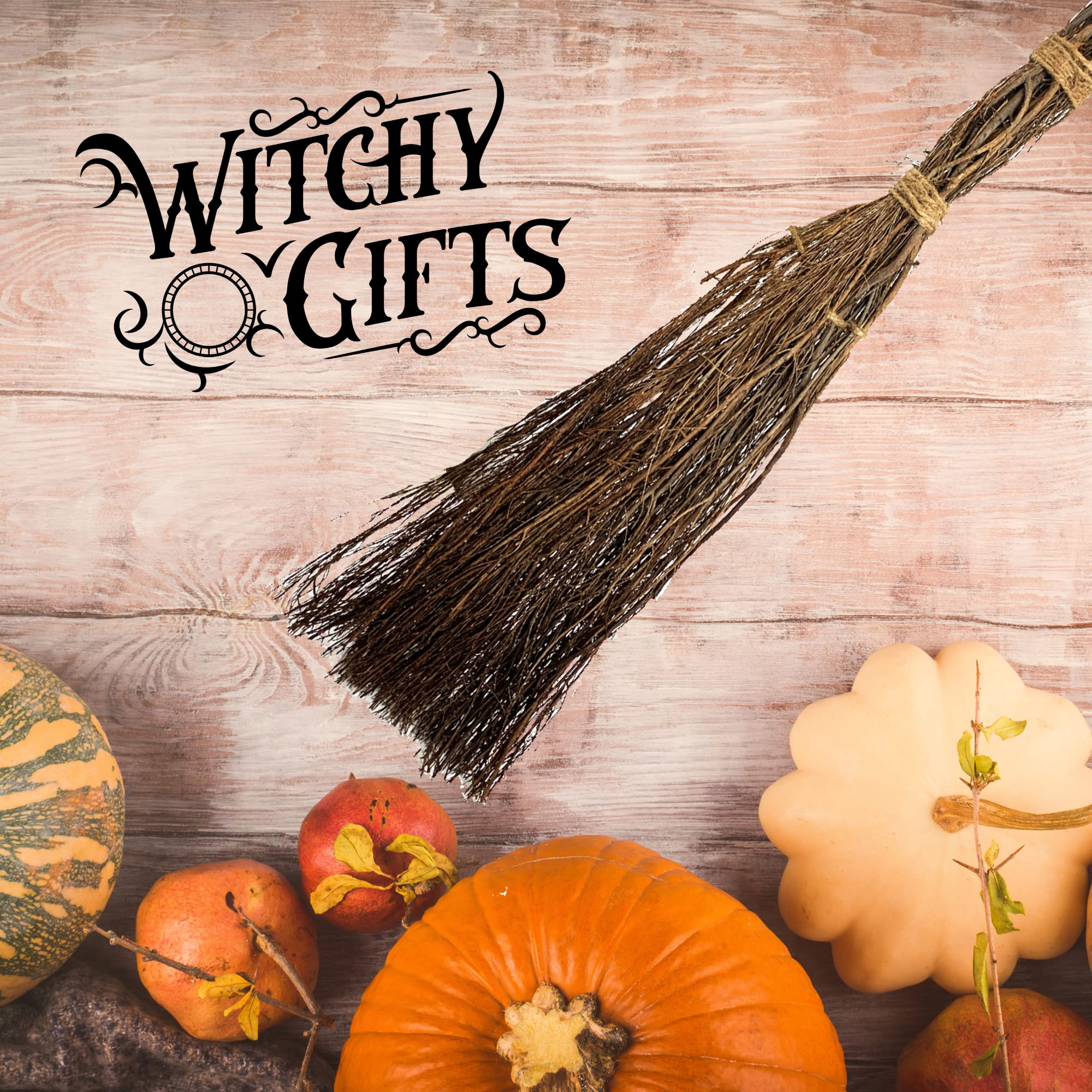 Witchy GIfts Scented Cinnamon Broom - 36 inch Traditional Heather Broomstick Used for Protection, Spellwork, Rustic Holiday Decor (Cinnamon)