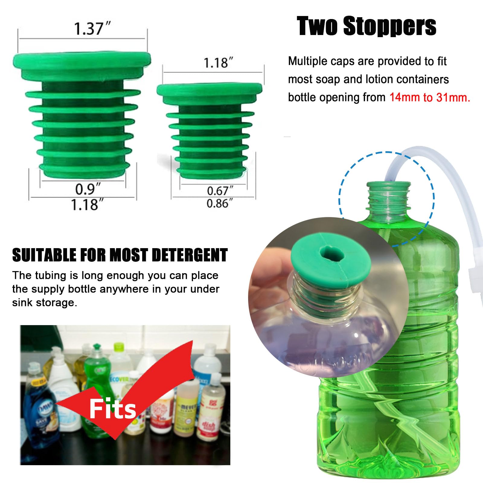 Soap Dispenser Extension Tube Kit with Check Valve, 47" Under Counter Soap Dispenser Tube for Kitchen Sink, Fit Most Soap Containers, Powerful Suction, Never Fill The Little Bottle Again SonTiy