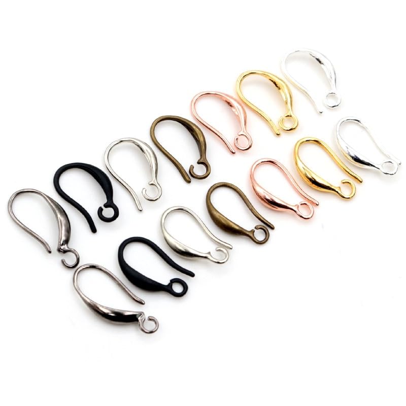 KNCSTORIES 15X9Mm 20Pcs Classic 7 Colors Plated Brass French Earring Hooks Wire Settings Base Settings - (Color: Bronze)