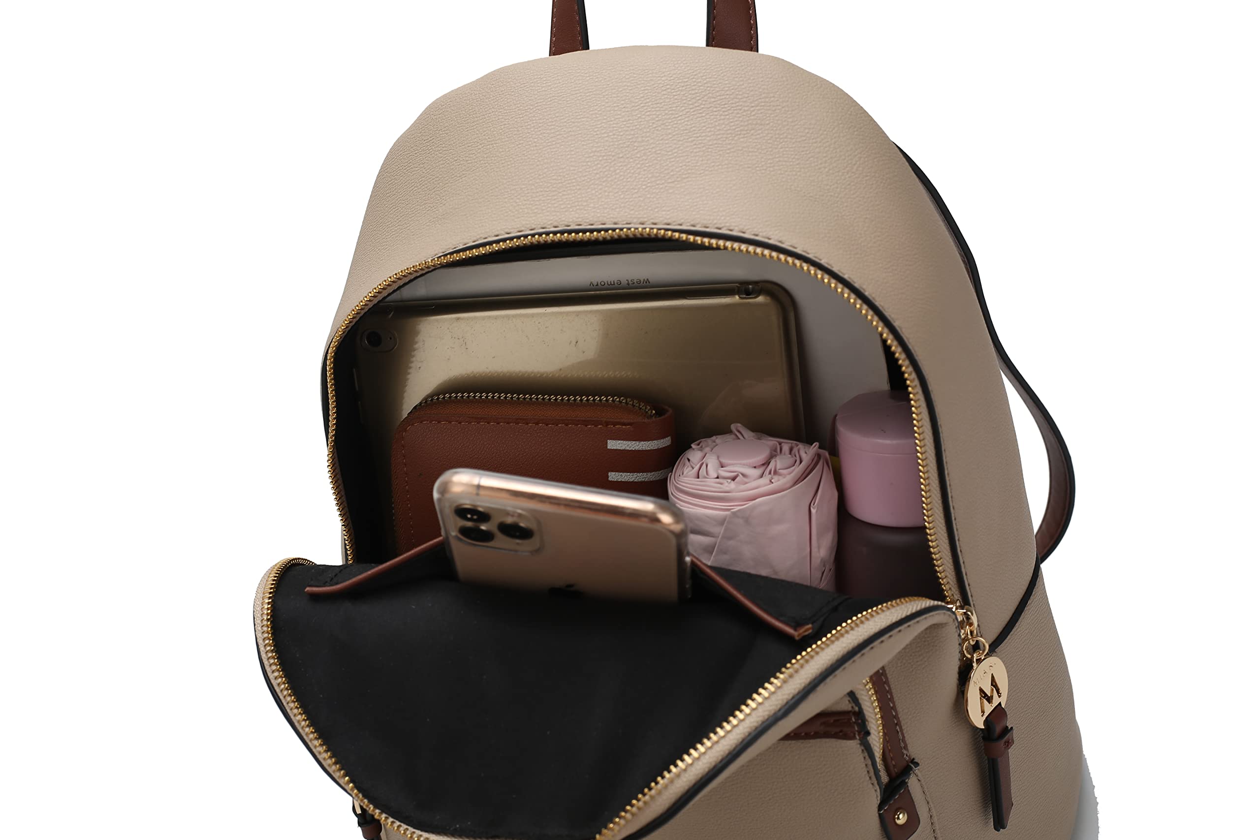 MKF Collection Backpack for Women, Vegan Leather Bookbag Top-Handle Ladies Backpack Travel bag Charcoal Grey by Mia k