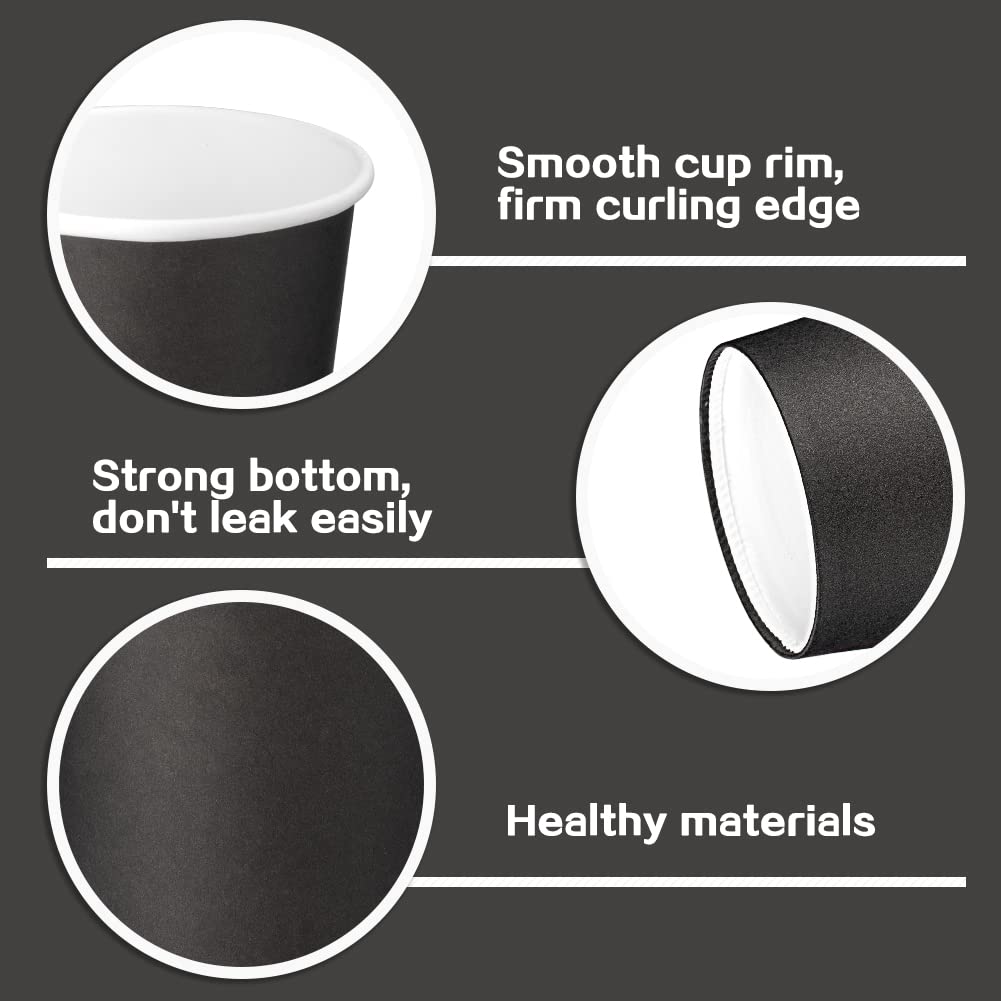 Nitlak 50 Pack 8 oz Black Disposable Paper Coffee Cups, Hot Cup Coffee Cups, Paper Tea Cup, Party Beverage Cups, Hot/Cold Beverage Drinking Cup for Office, Party, Restaurant, Home.