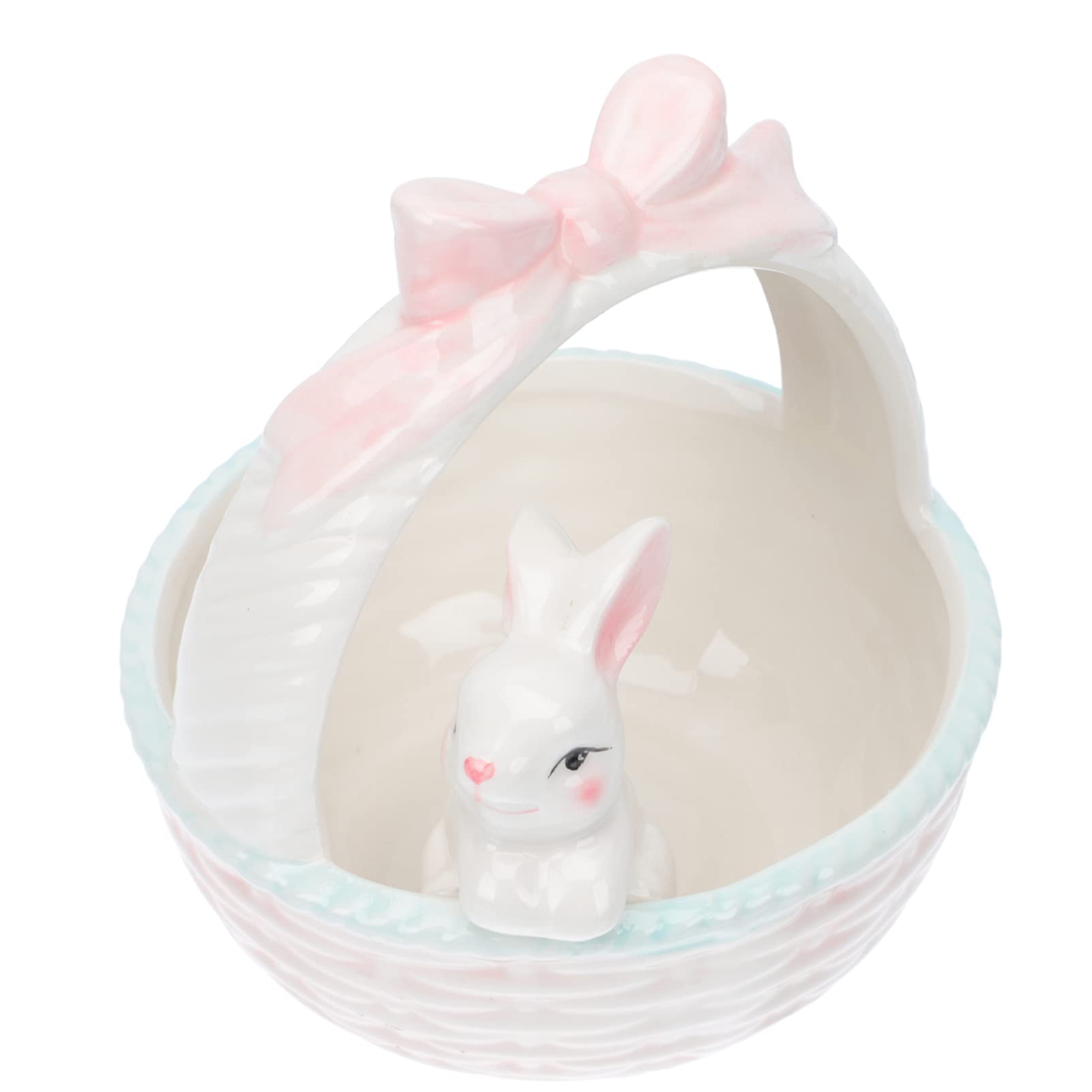 Rabbit Doll Ceramic Fruit Bowl Bunny Candy Basket Porcelain Rabbit Dish Small Items Dish Salad Bowl Dessert Serving Bowls Flower Pot Easter Party Tableware Easter Party Favor Gift