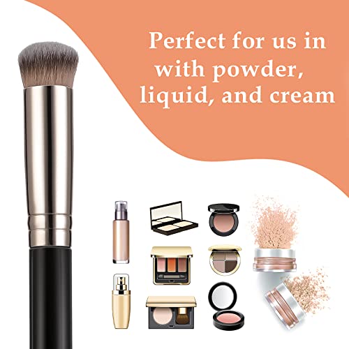 WLLHYF Concealer Brush Foundation Brush, Eye Mini Angled Flat Top Kabuki Nose Contour Brush, Liquid Blending Mineral Powder Makeup Tools (14 x 145mm, Long)