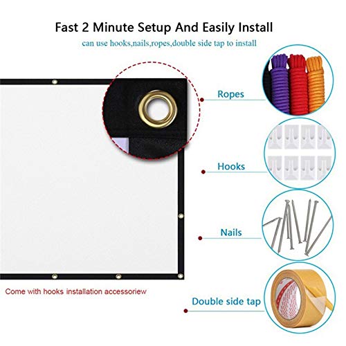 KXDTZ Projector Simple Curtain Folding Soft Projector Screen 84/100/120/150 Inch 3D Projection Movies Screen for Office Home Theater (Size : 84 inch)