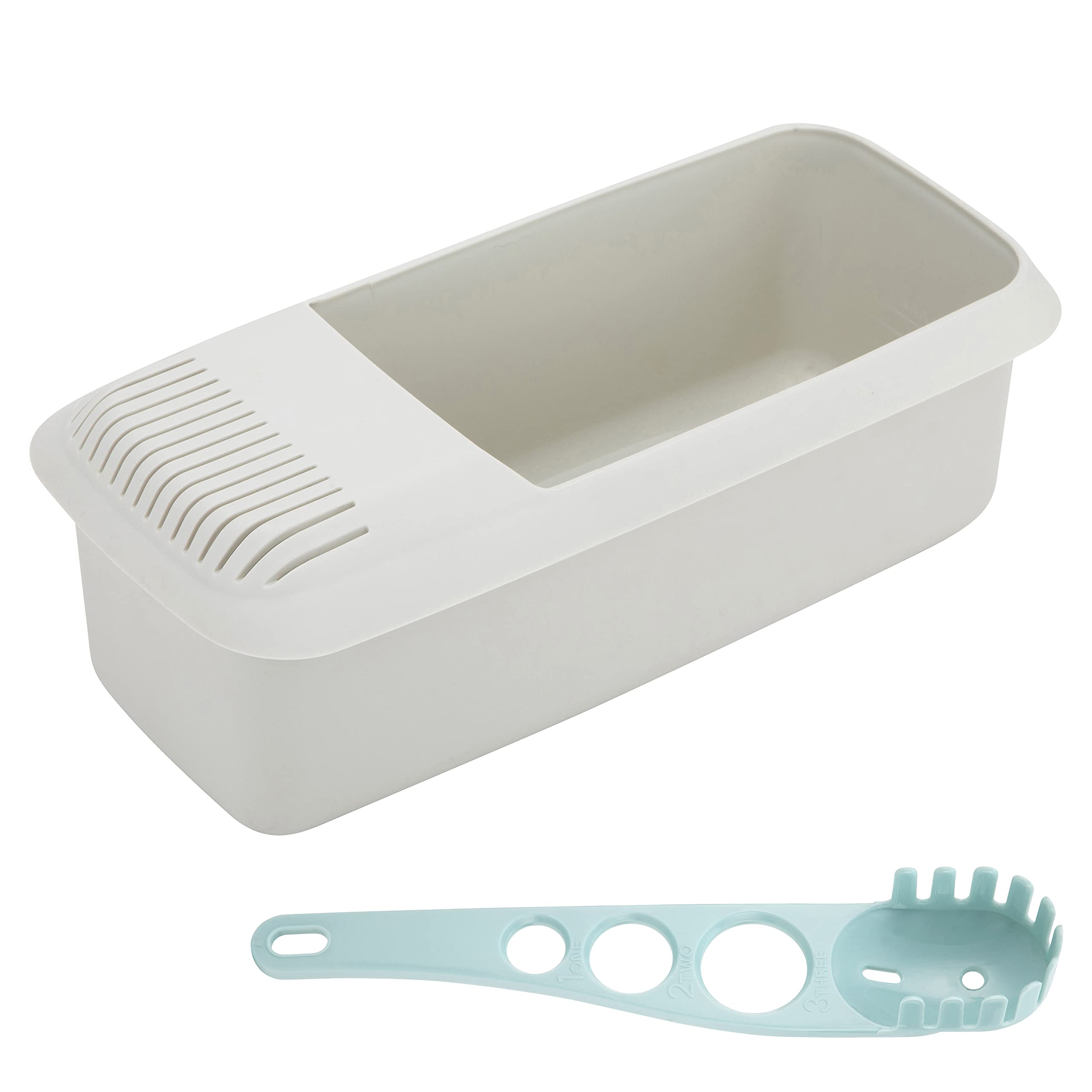 Rossiko Fields Microwave Pasta and Vegetable Cooker Steamer- Spaghetti Server with Strainer and Measurer - Complete with Pasta Fork - Dishwasher Safe Beige