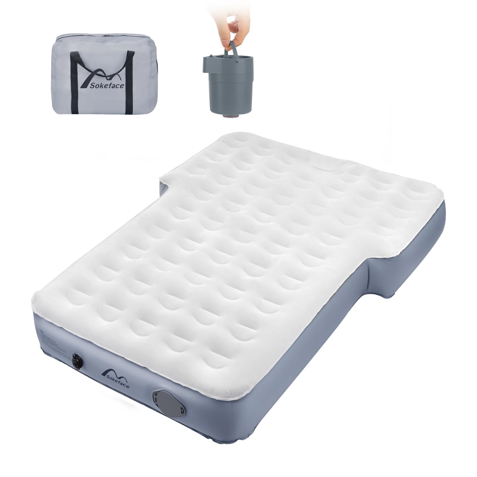 Sokeface SUV Air Mattress Camping Bed with Wireless Air Pump(2024 Newest Upgraded), 10inch Air Mattress for Jeep Wrangler JK JKU JL JLU Unlimited 4 Door Ford Bronco Subaru Forester and Fits Most SUVs