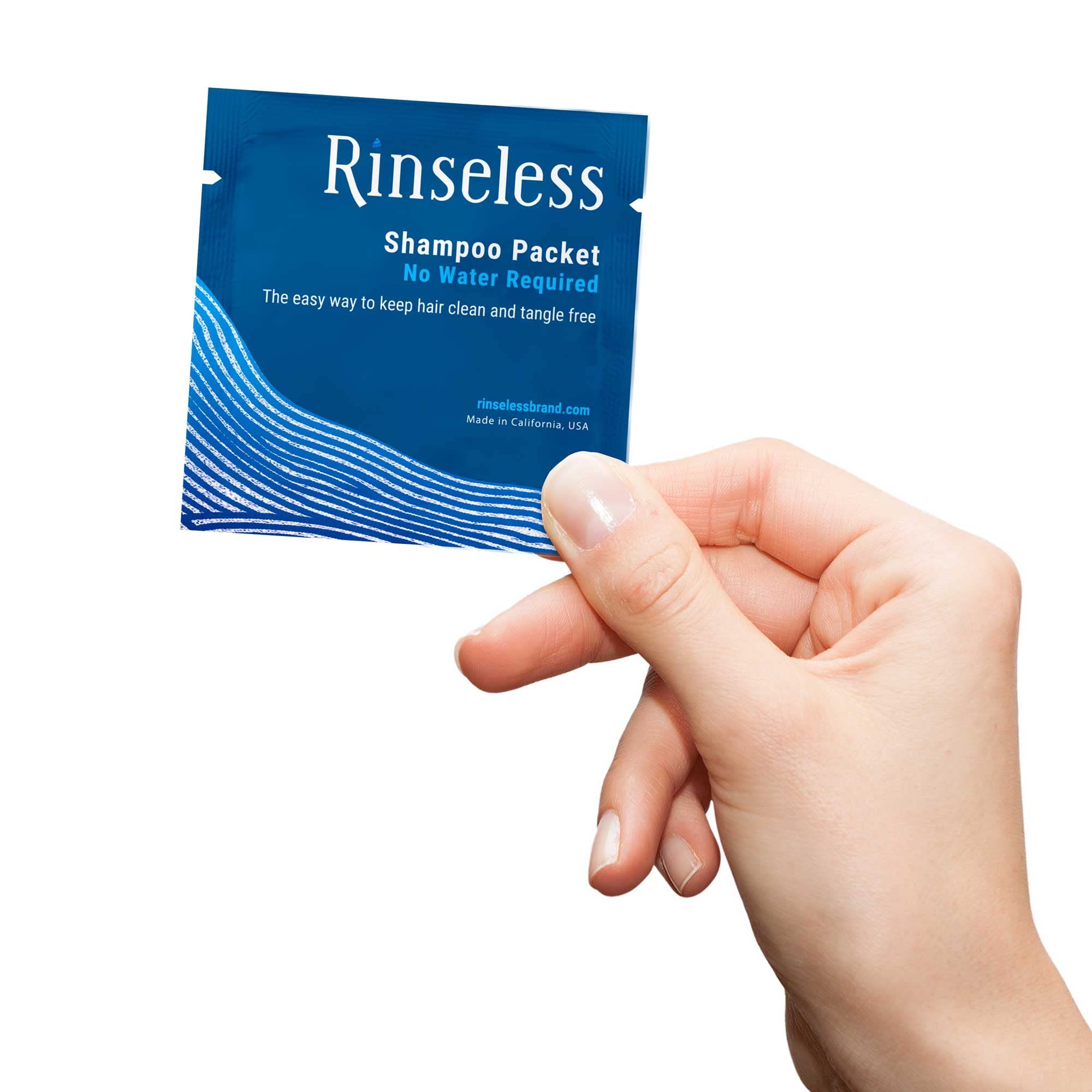 RINSELESS Waterless Shampoo Travel Packets 24 ct, Individually Wrapped | Get Refreshed Clean Smelling Hair, No Water Rinse Needed | For Hospital, Surgery, Elderly, Bedridden Patients & Camping